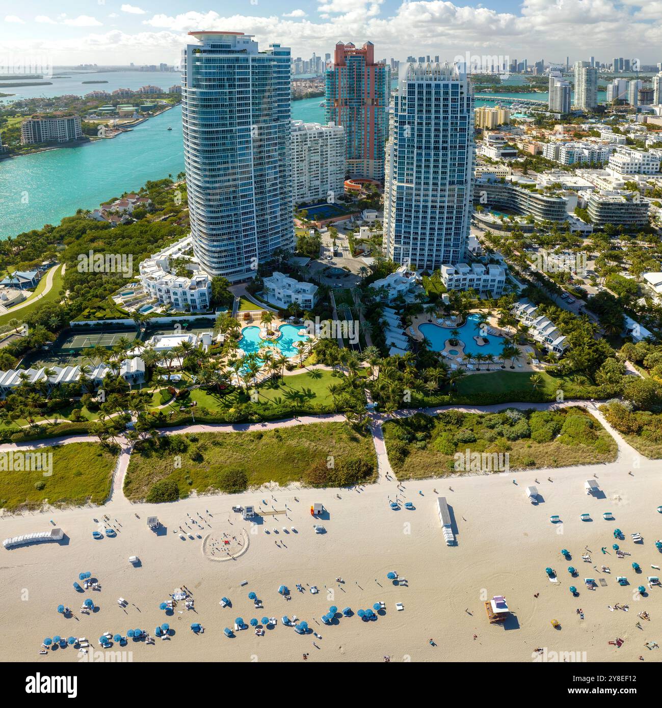 South Beach high luxurious hotels and apartment buildings. American ...