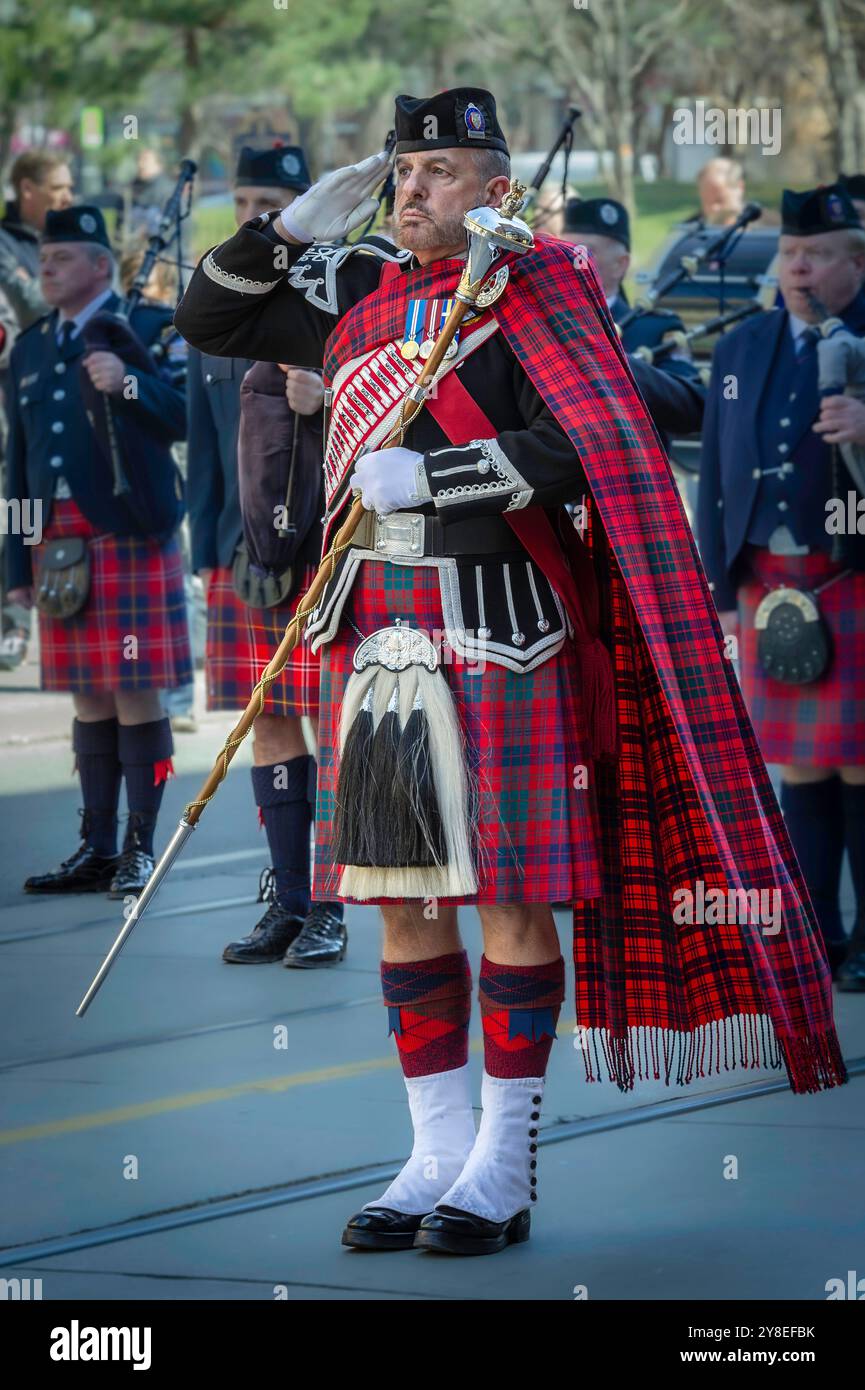 Pipe Major leading Toronto Police Pipe Band during a ceremony Stock ...