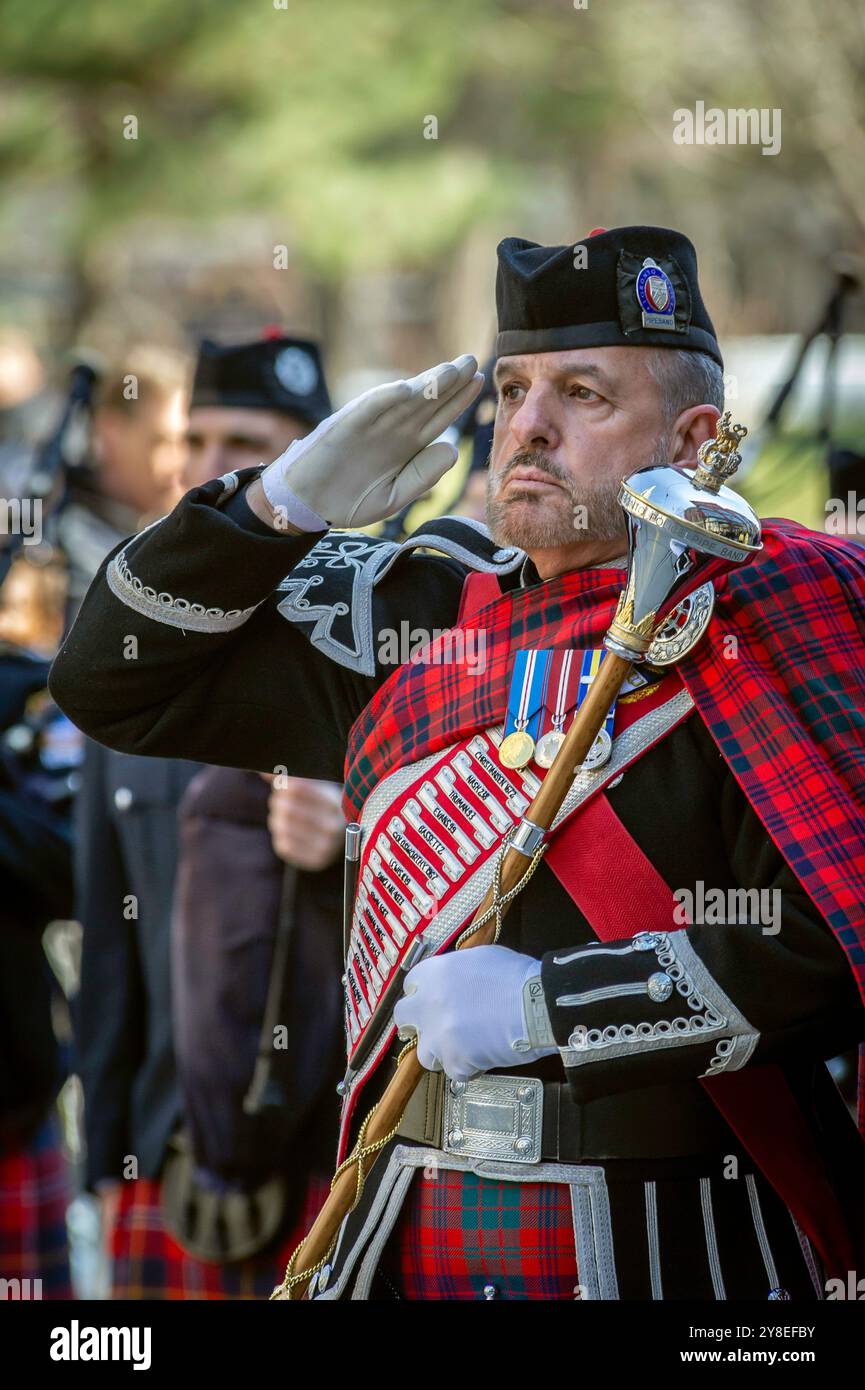 Pipe Major leading Toronto Police Pipe Band during a ceremony Stock ...