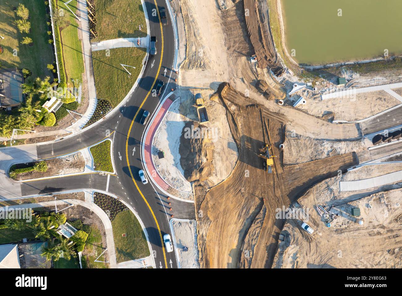 Roundabout construction roadworks on american hi-res stock photography and images - Alamy