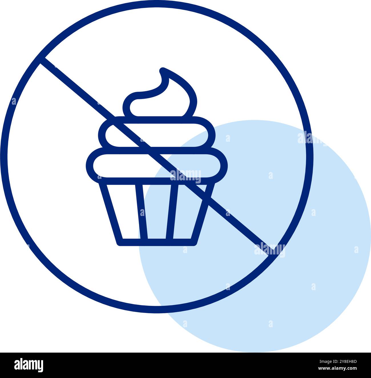 Cupcake crossed sign. No eating allowed, dietary restriction. Sugar ...