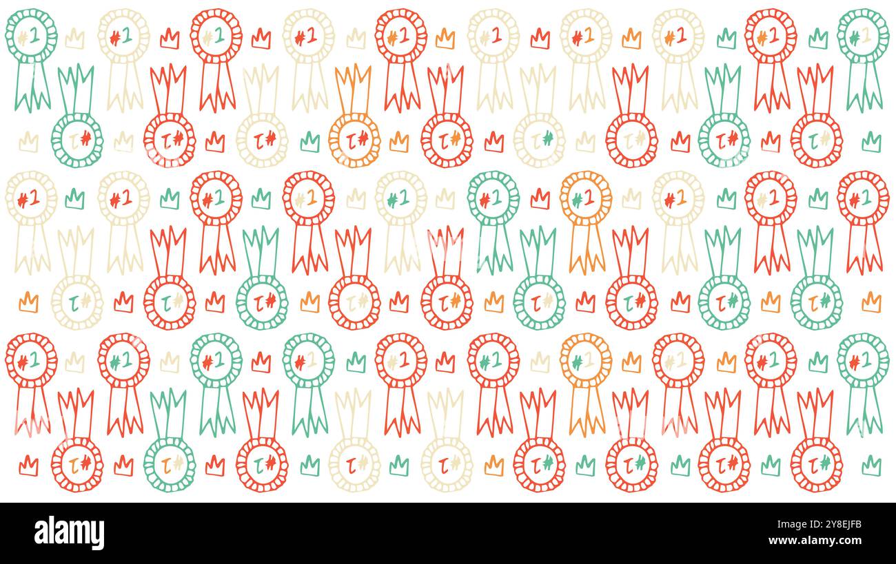 Abstract illustration of multicolor medal badges icons in seamless ...