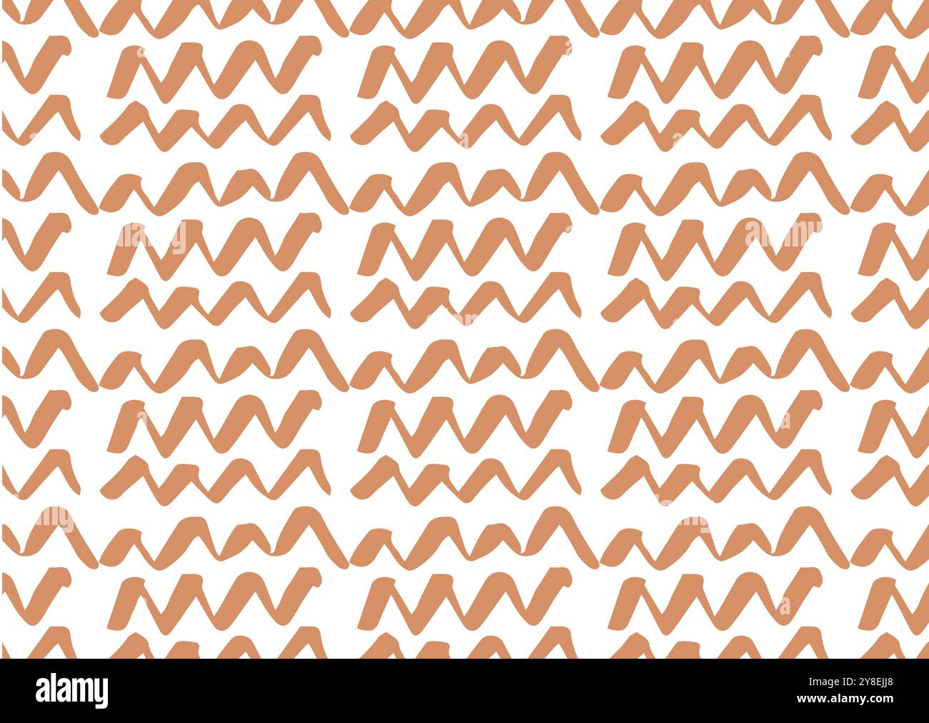 Abstract illustration of orange zig zag paint brush strokes in seamless pattern against white ...