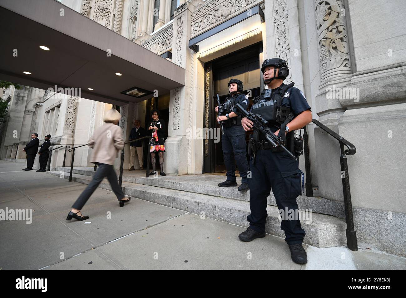 New York, USA. 04th Oct, 2024. Two NYPD officers attached to the ...