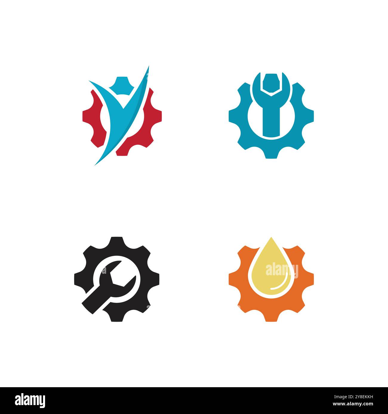 Gear illustration logo icon vector flat design template and symbol ...