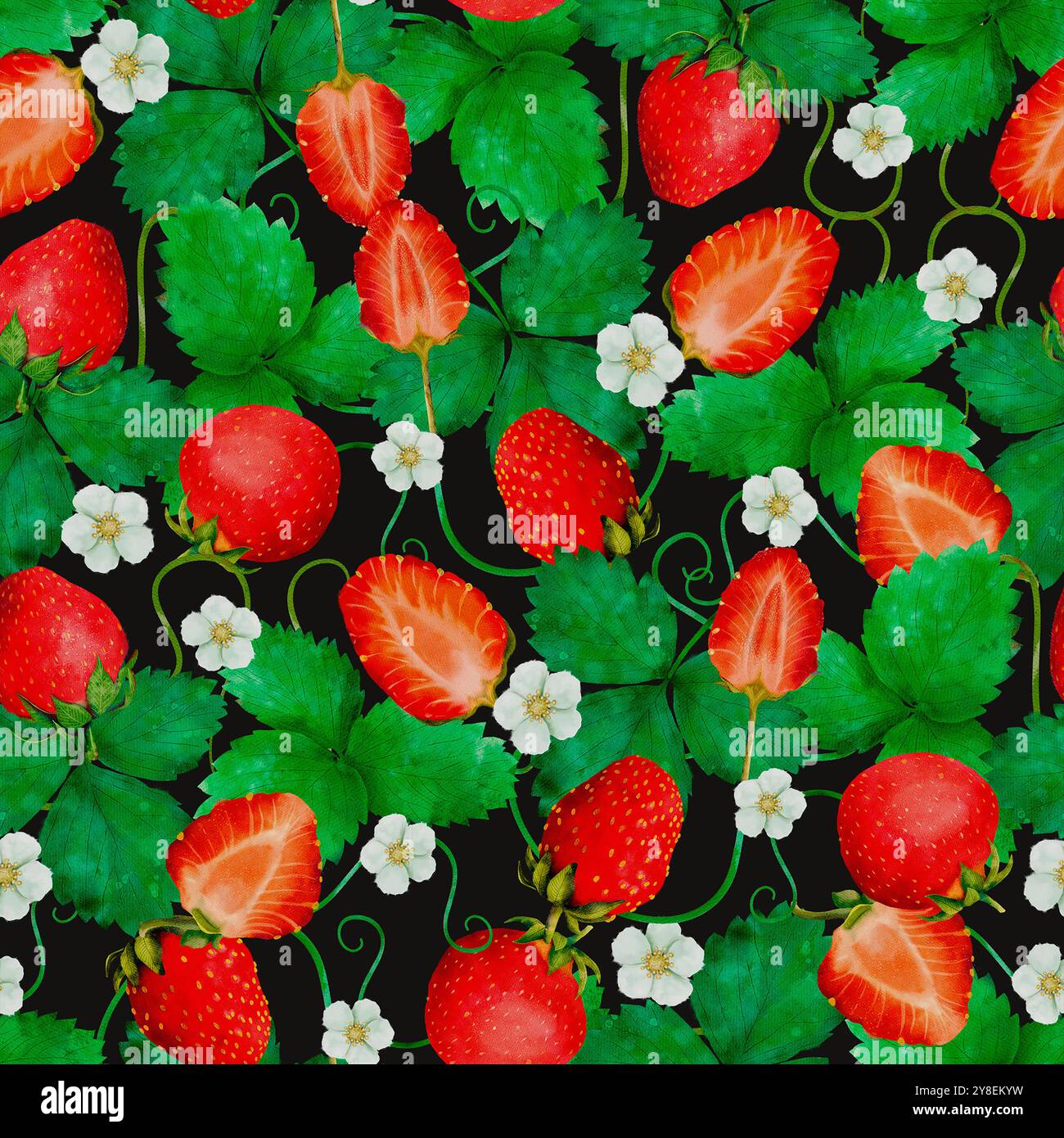 Seamless strawberry texture black white hi-res stock photography and ...