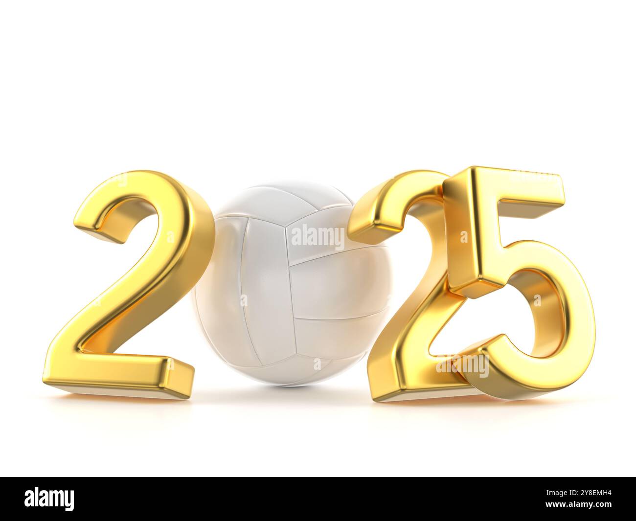 New year number volleyball ball on a white background. 3d illustration ...