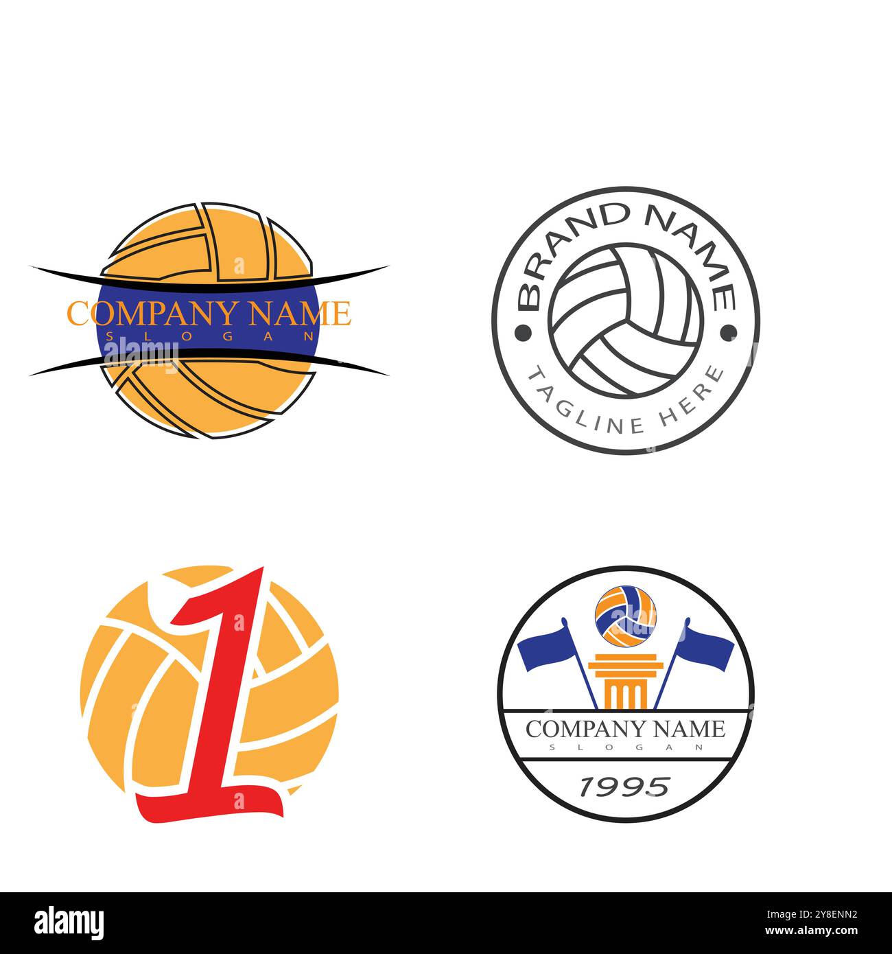 Volley ball logo vector and symbol design template Stock Vector Image ...