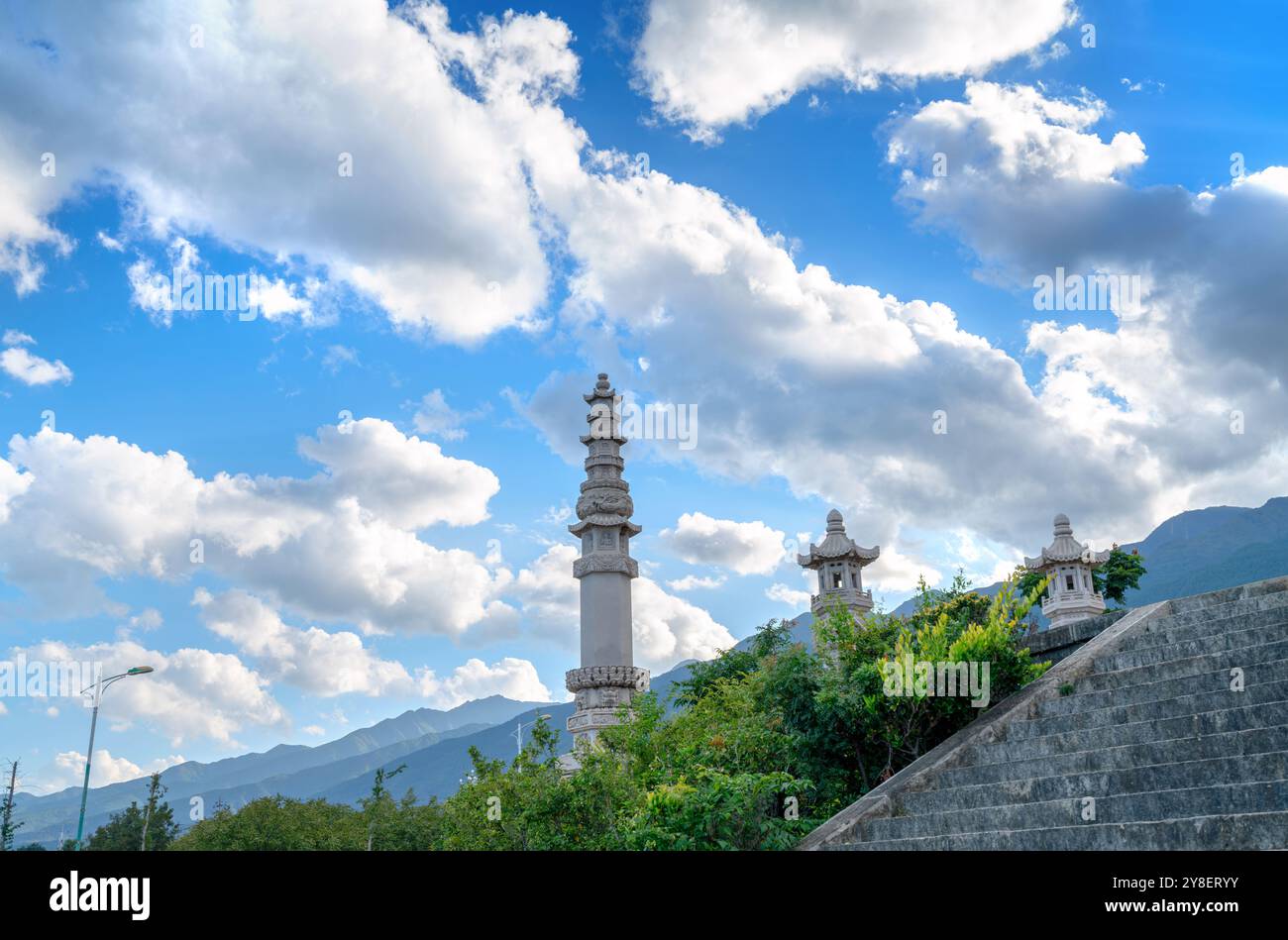 The small pagoda in front of Chongsheng Temple in Dali, Yunnan, China ...