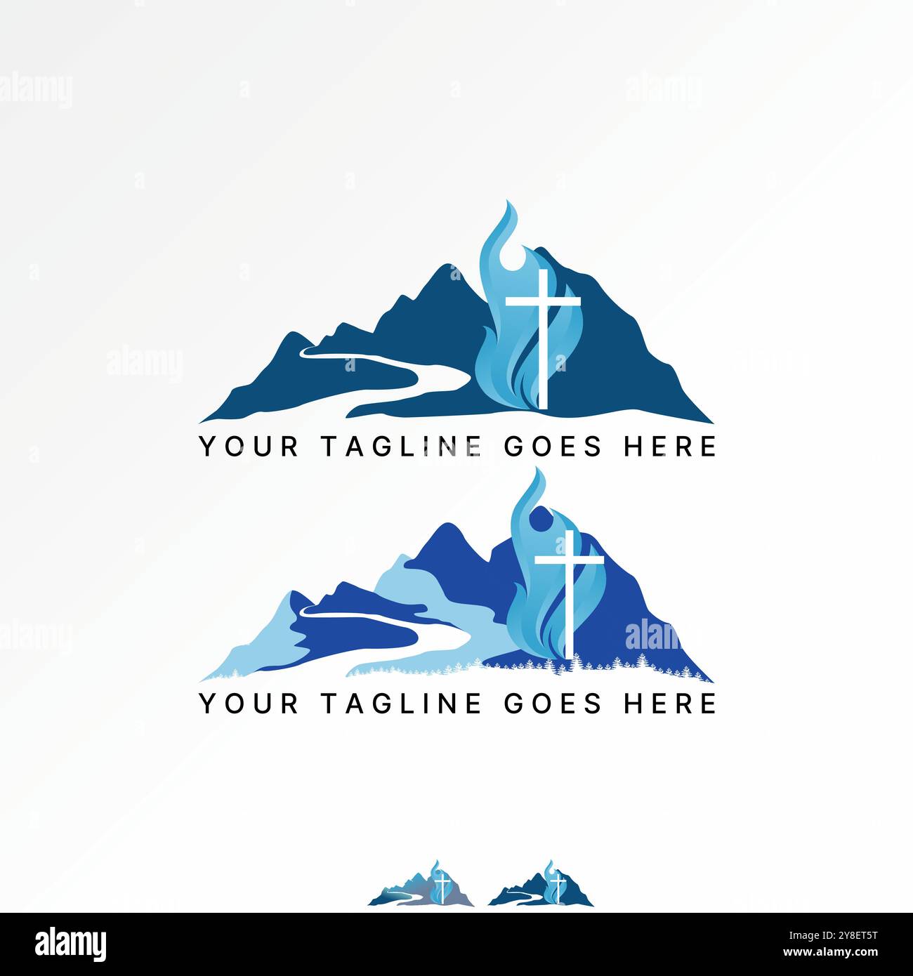 Logo design graphic concept creative abstract premium vector stock mountain river road christian ...