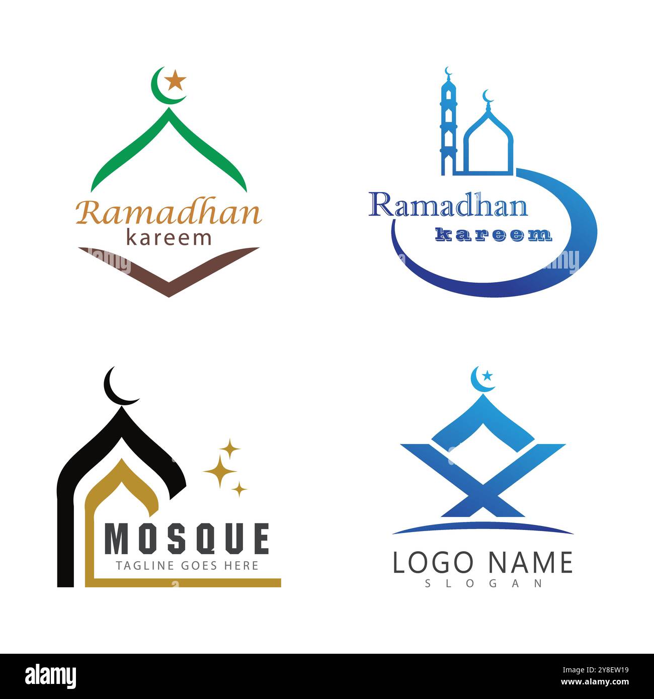 Ramadhan kareem poster banner islamic wallpaper mousque logo icon flat ...
