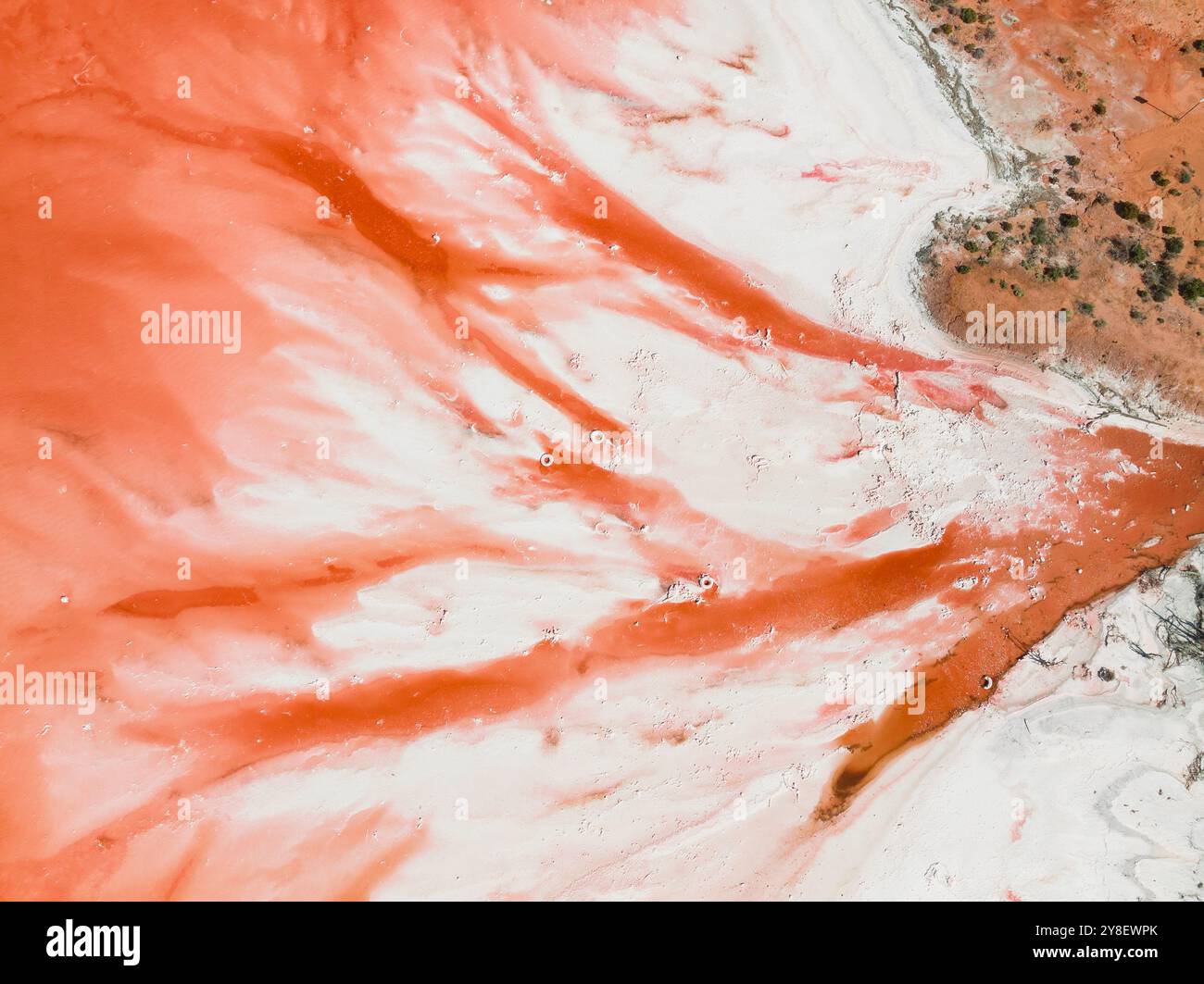 Aerial view of colourful patterns in a salt lake at Port Augusta in the ...