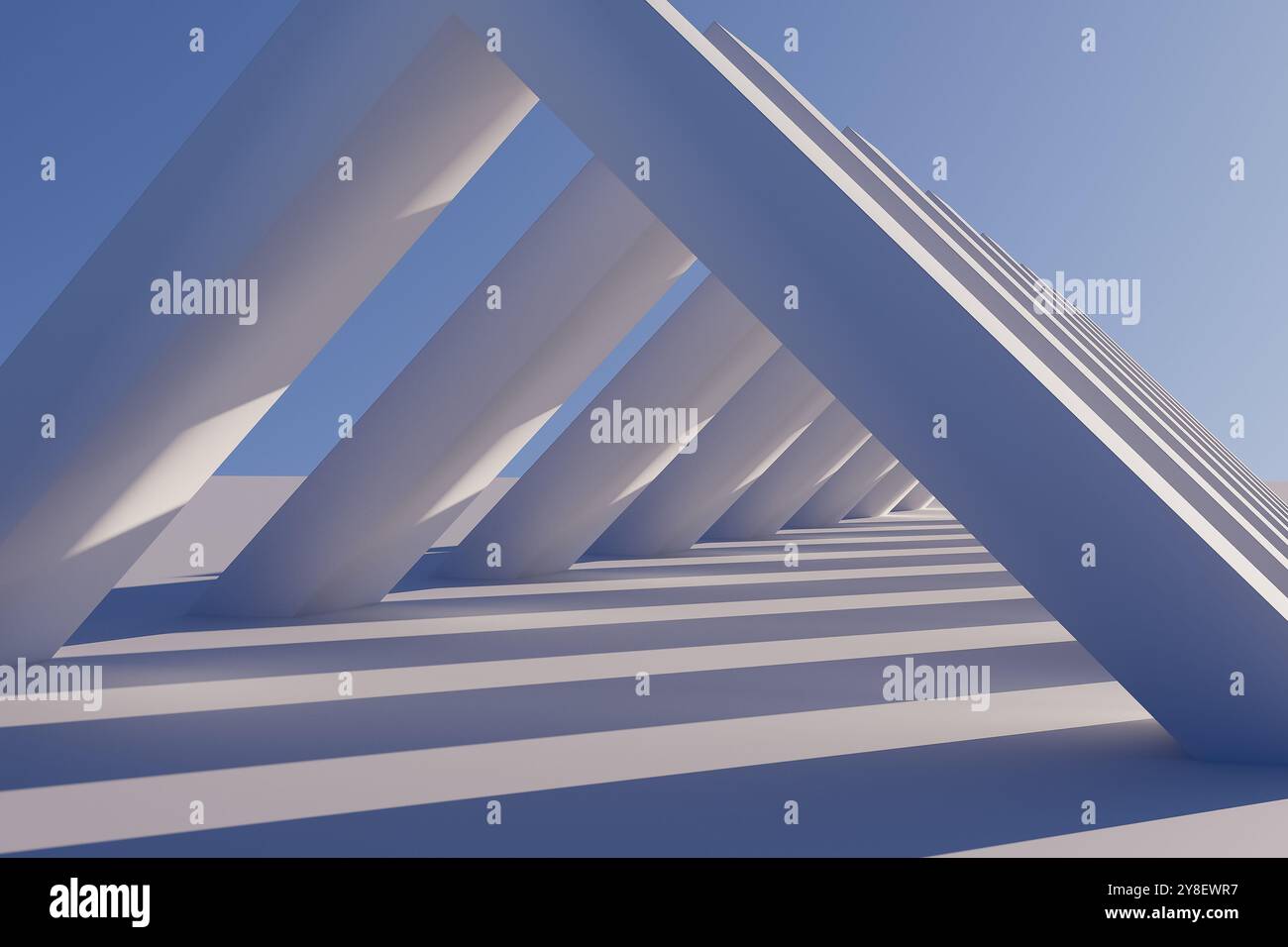 3d render illustration The image is a white and blue abstract of a ...