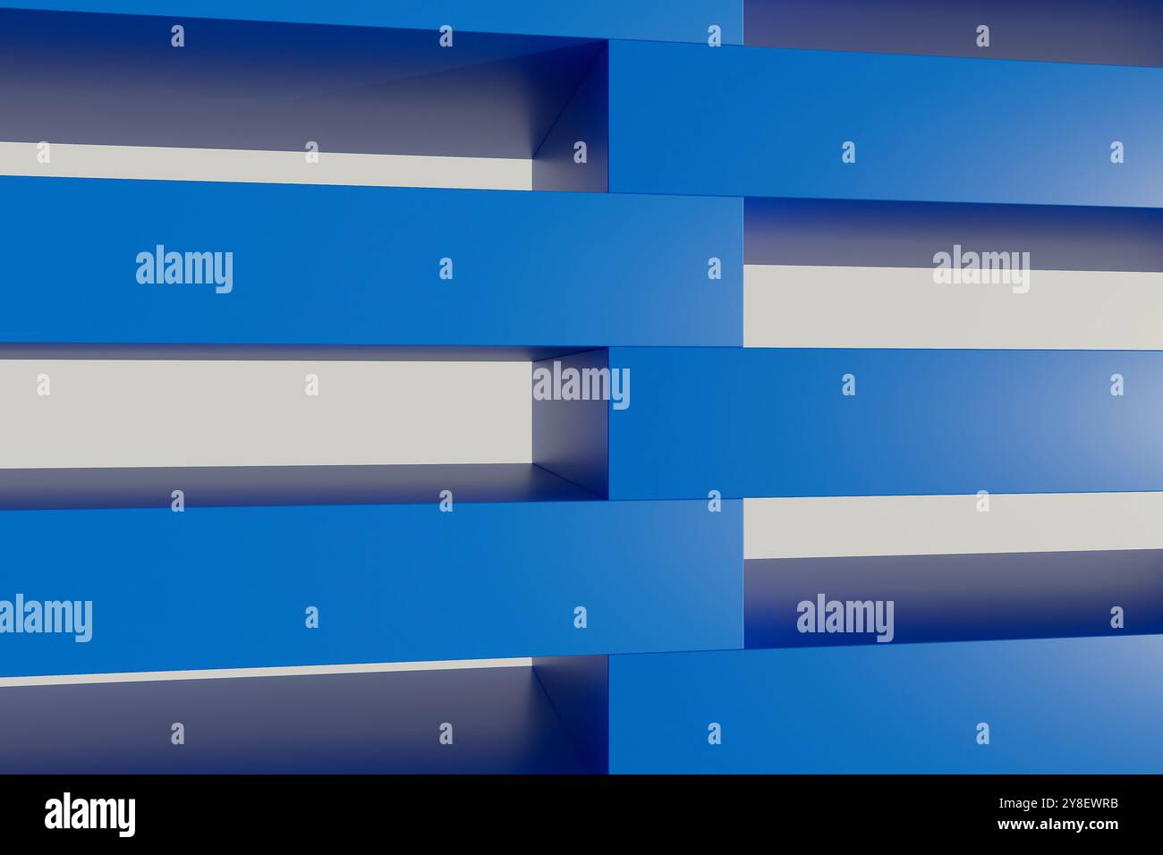 3d render illustration The image is a blue and white striped wall with ...