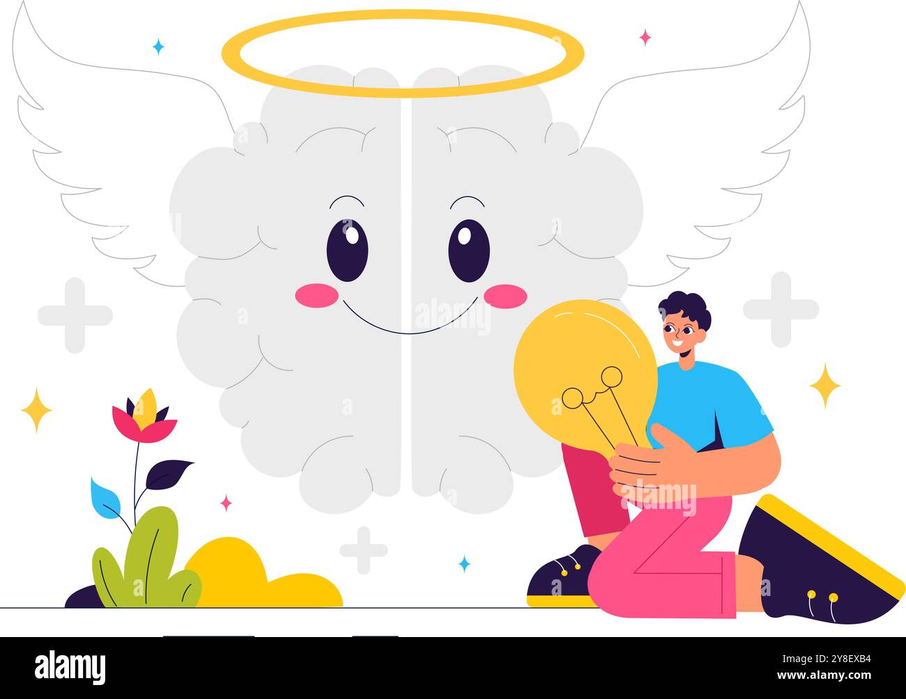 Positive Thoughts Vector Illustration featuring a Positive Mindset ...