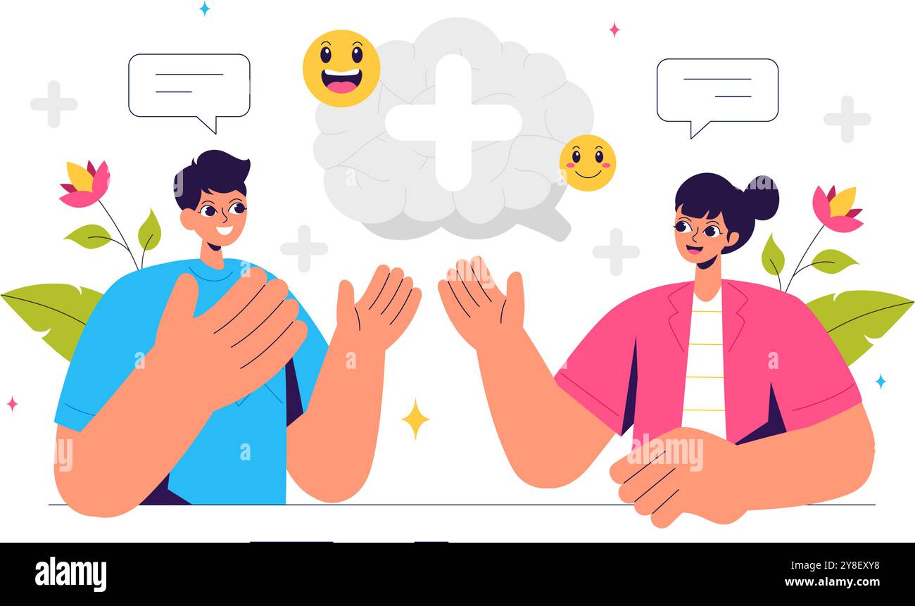 Positive Thoughts Vector Illustration featuring a Positive Mindset ...