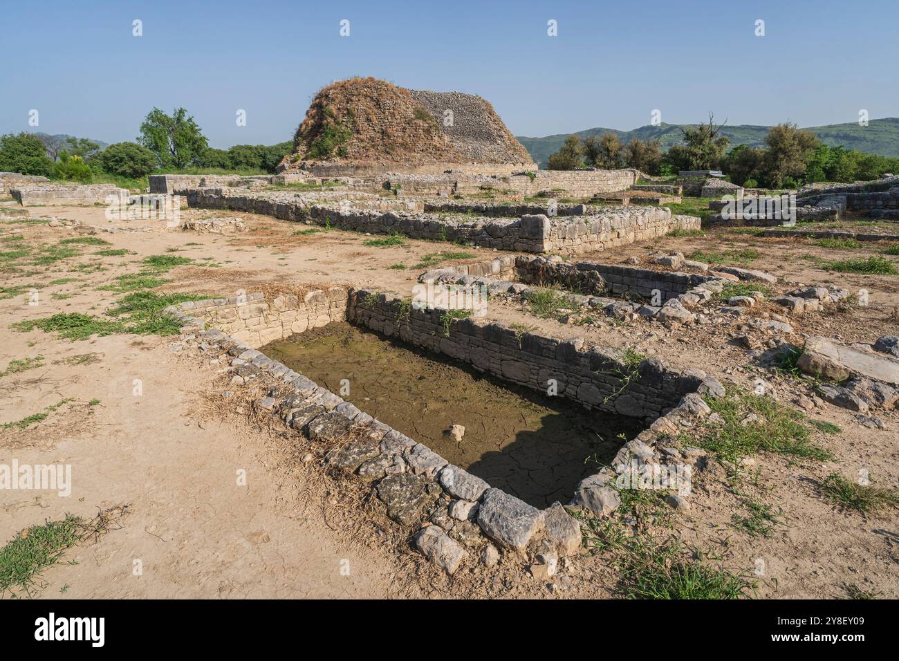 Scenic landscape view of the buddhist ruins of historic Dharmarajika ...