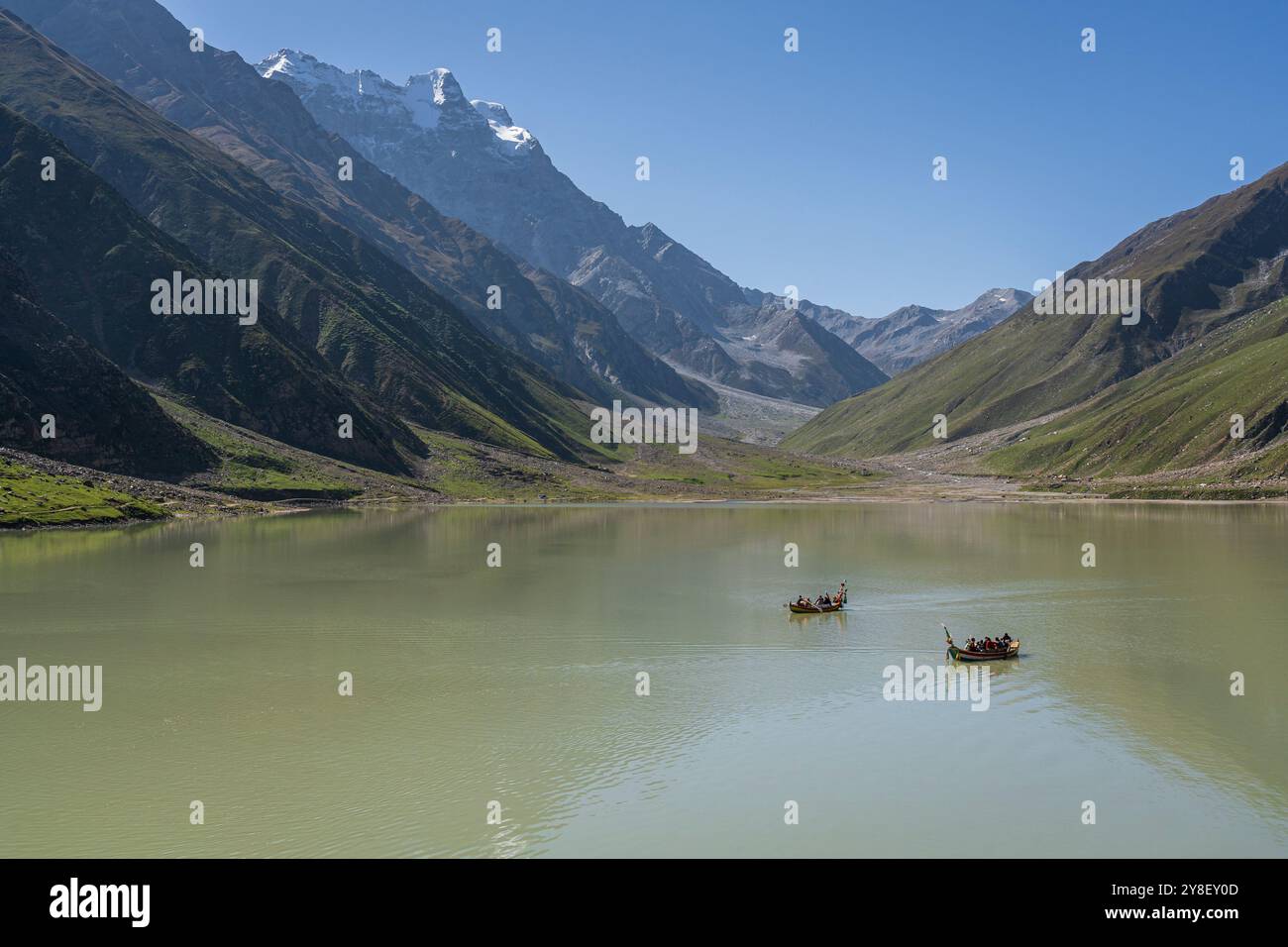 Scenic landscape view of Saiful Muluk lake and Malika Parbat mountain ...