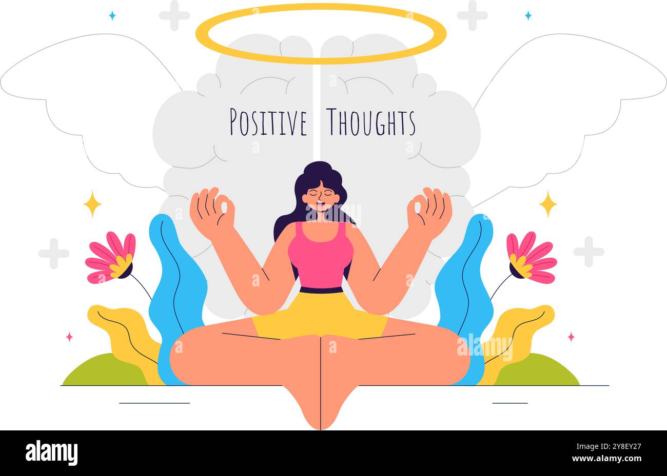 Positive Thoughts Vector Illustration featuring a Positive Mindset ...