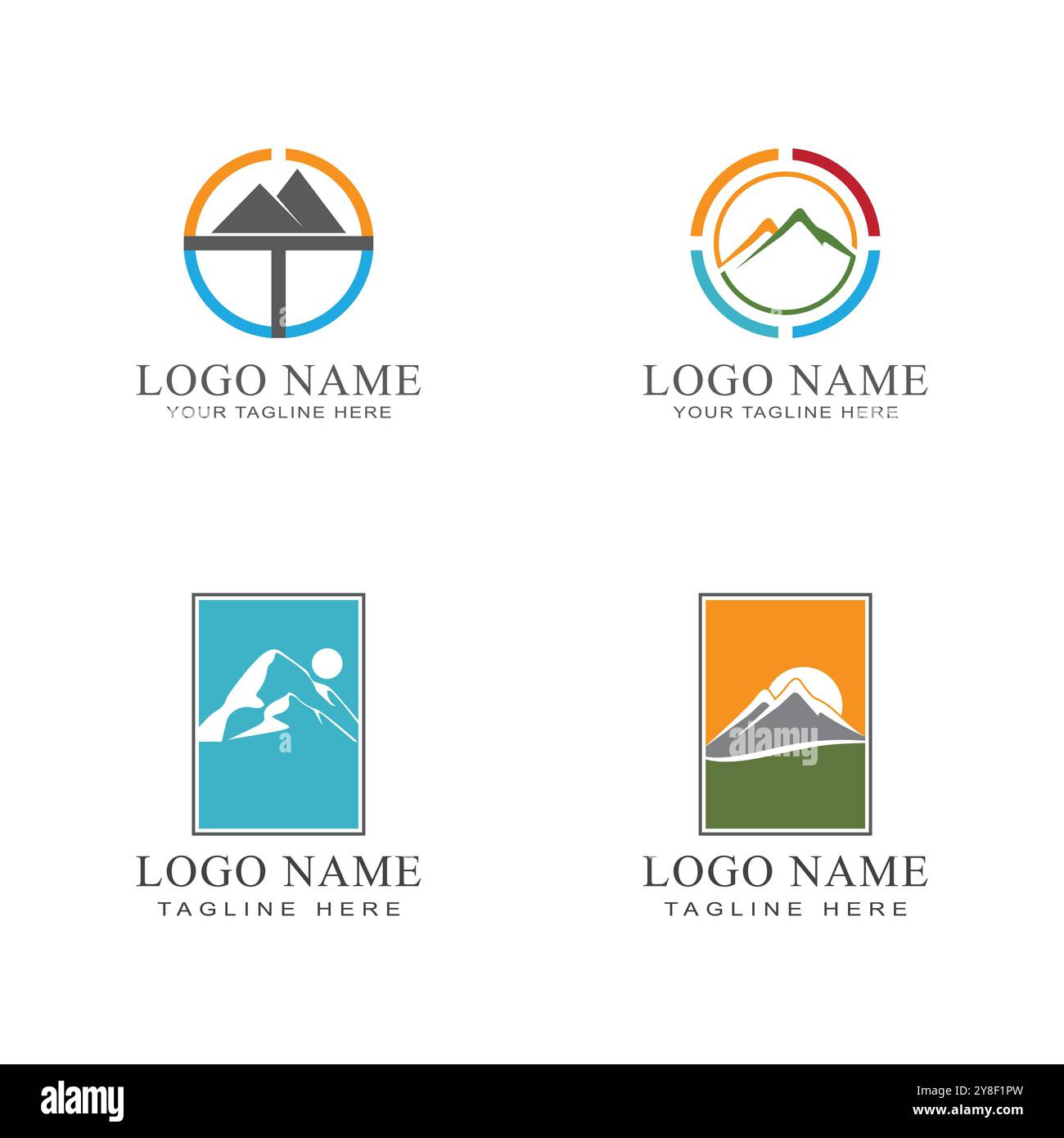 Simple Modern Mountain Landscape Logo Design Vector, Rocky Ice Top ...