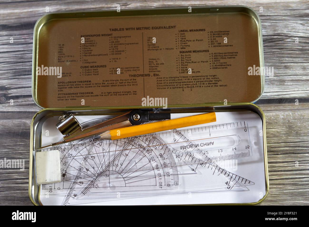 Mathematical instrument box, geometry set in metal case for students in ...