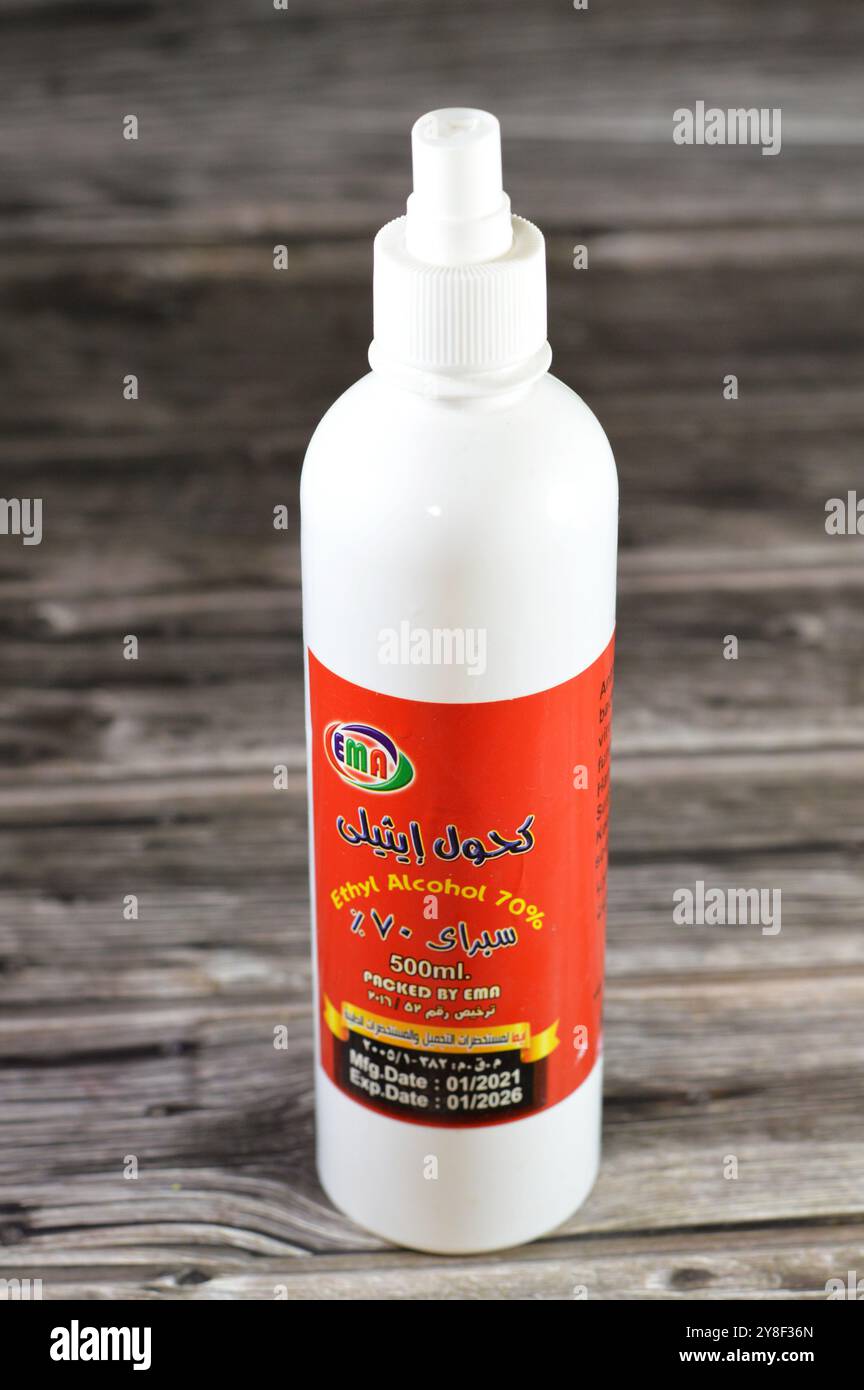 Cairo, Egypt, September 19 2024: EMA Ethyl grain Alcohol, Ethanol, an ...