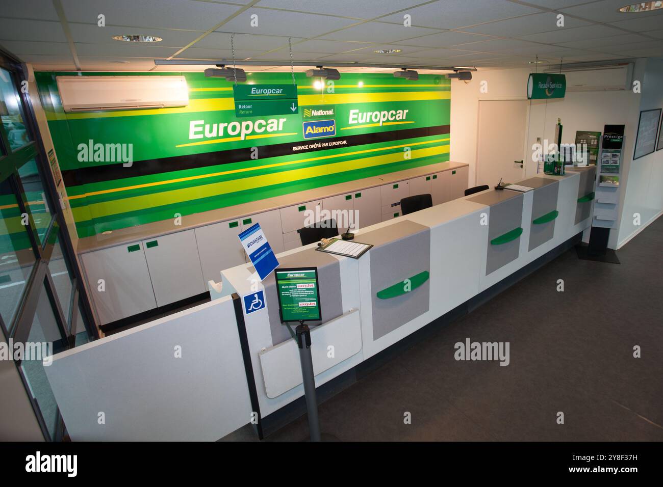 Bordeaux , France - 09 26 2024 : europcar counter logo brand and text ...