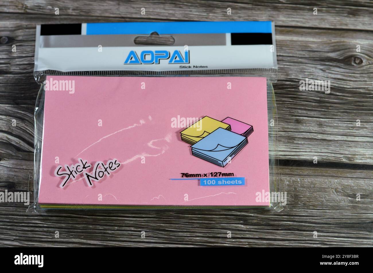 Cairo, Egypt, September 13 2024: AOPAI sticky note or Post-it note, a small piece of paper with ...