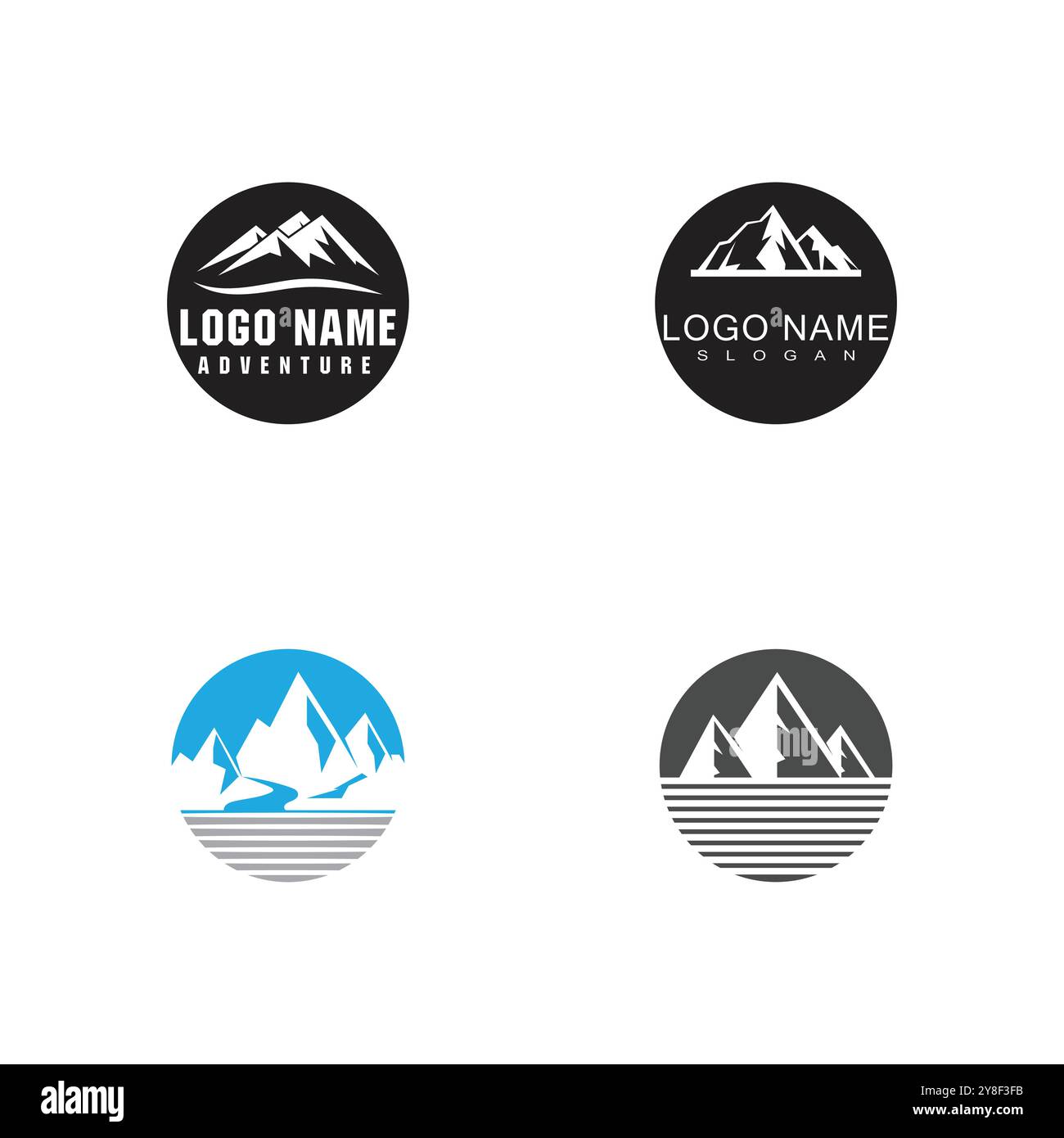 Simple Modern Mountain Landscape Logo Design Vector, Rocky Ice Top ...