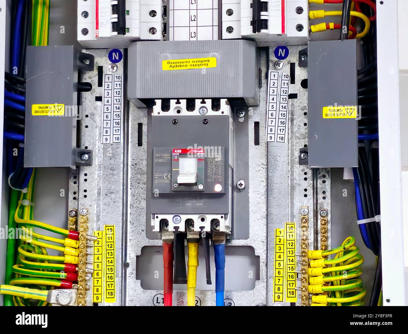 Cairo, Egypt, September 8 2024: A distribution board, panelboard ...