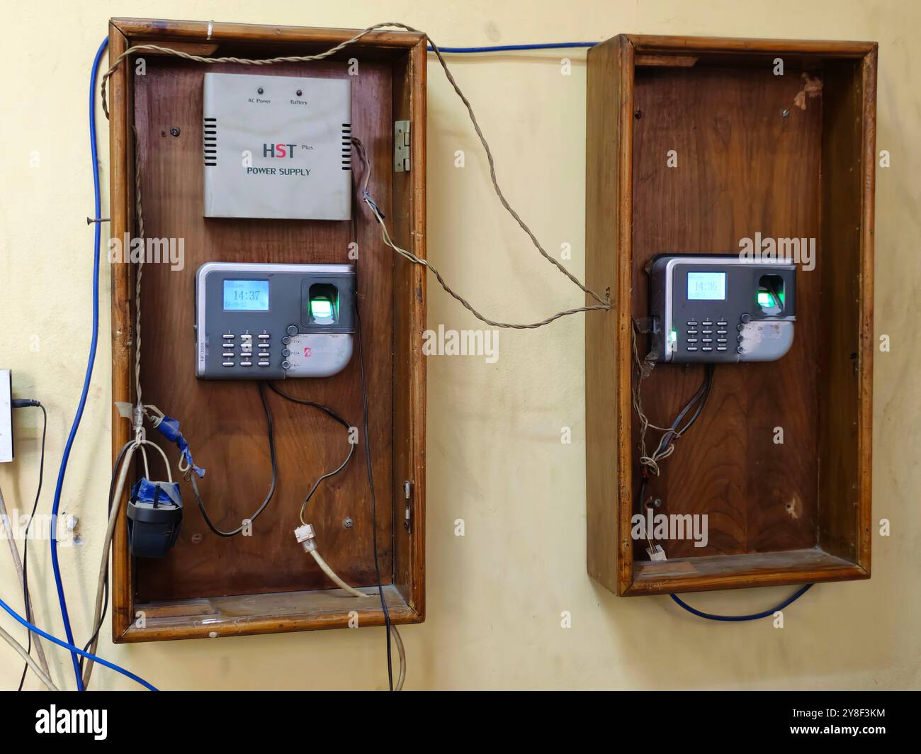 Cairo, Egypt, September 12 2024: Time attendance and departure device system with finger print ...