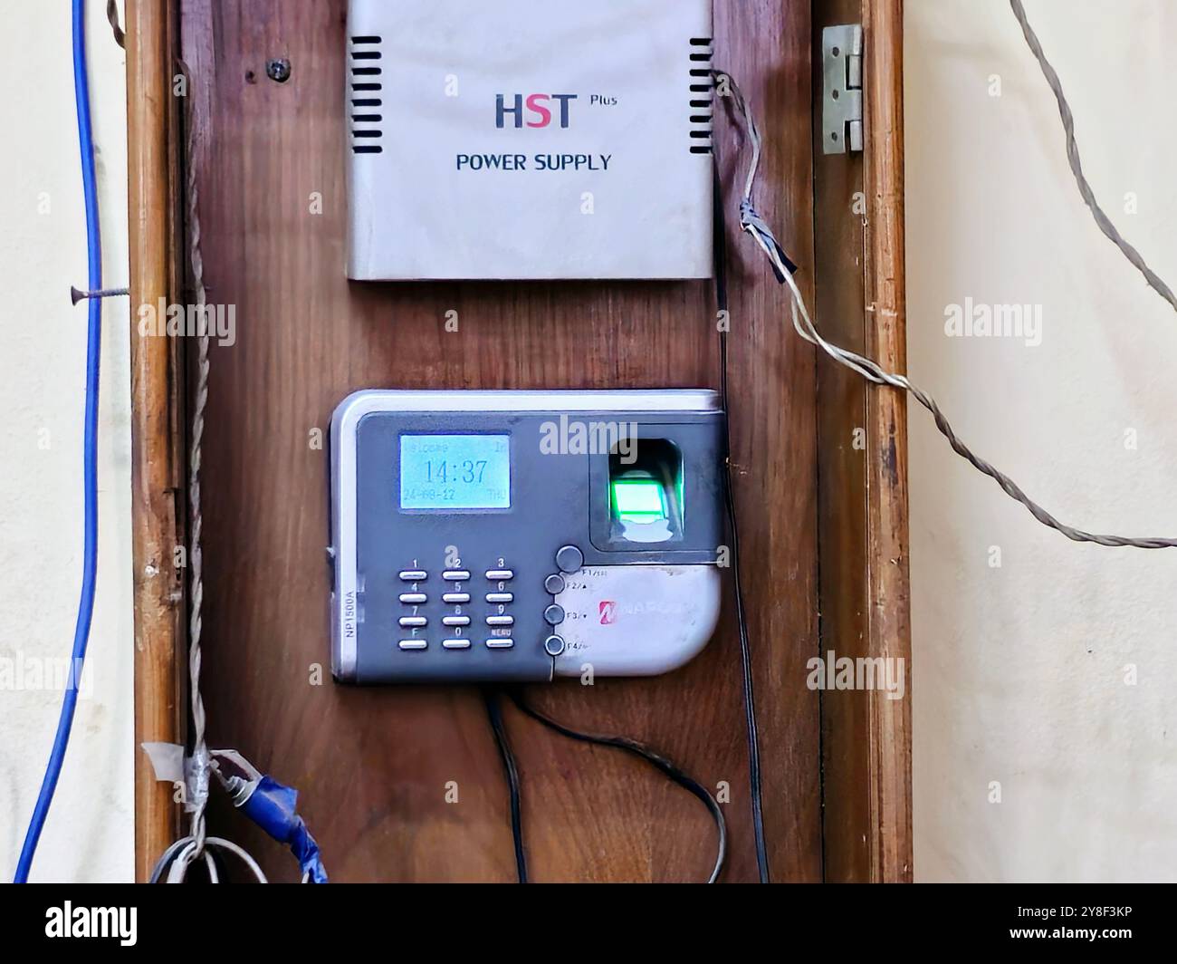 Cairo, Egypt, September 12 2024: Time attendance and departure device system with finger print ...