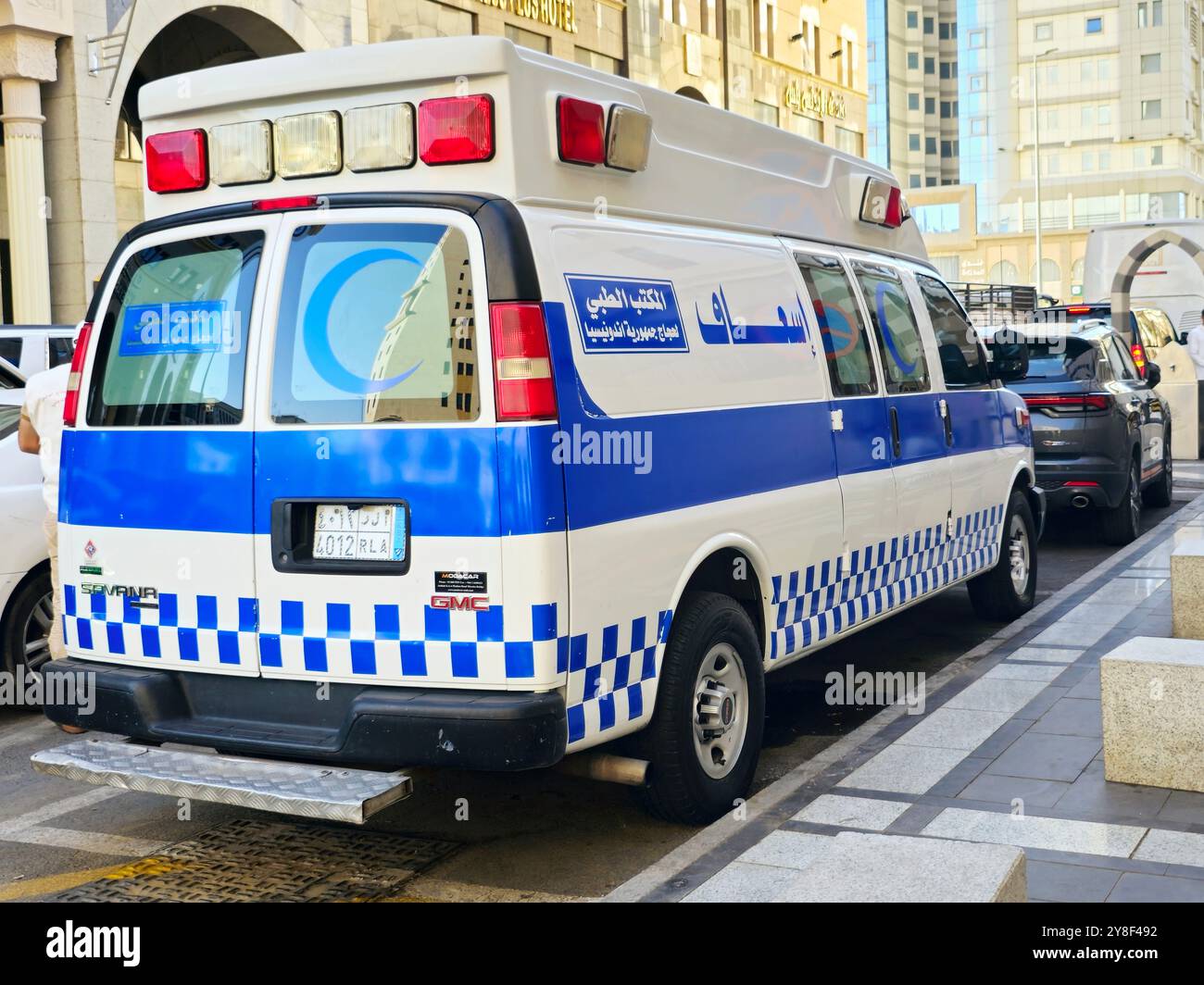 Medina, Saudi Arabia, June 26 2024: GMC ambulance car vehicle, belongs ...