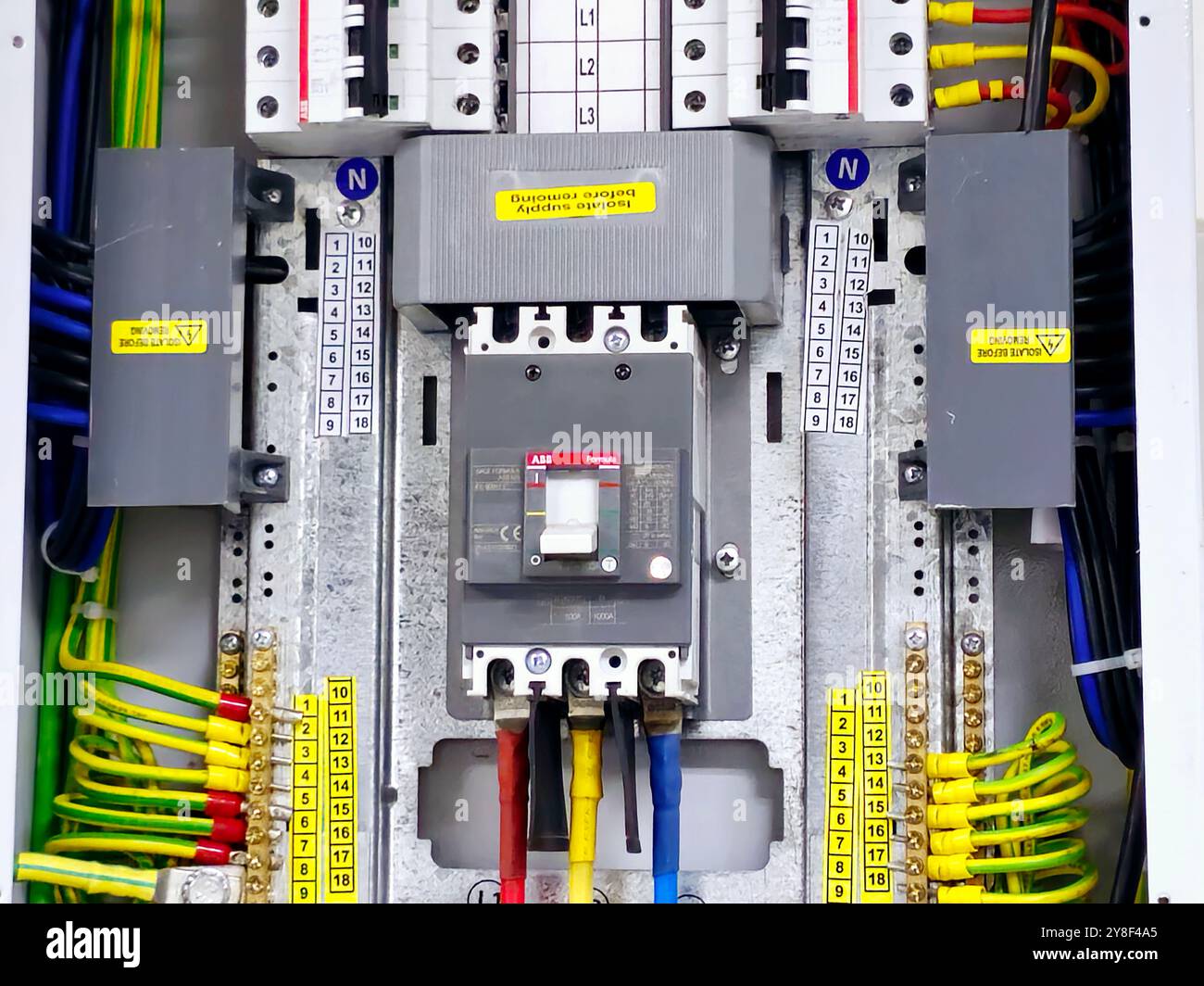 Cairo, Egypt, September 8 2024: A distribution board, panelboard ...