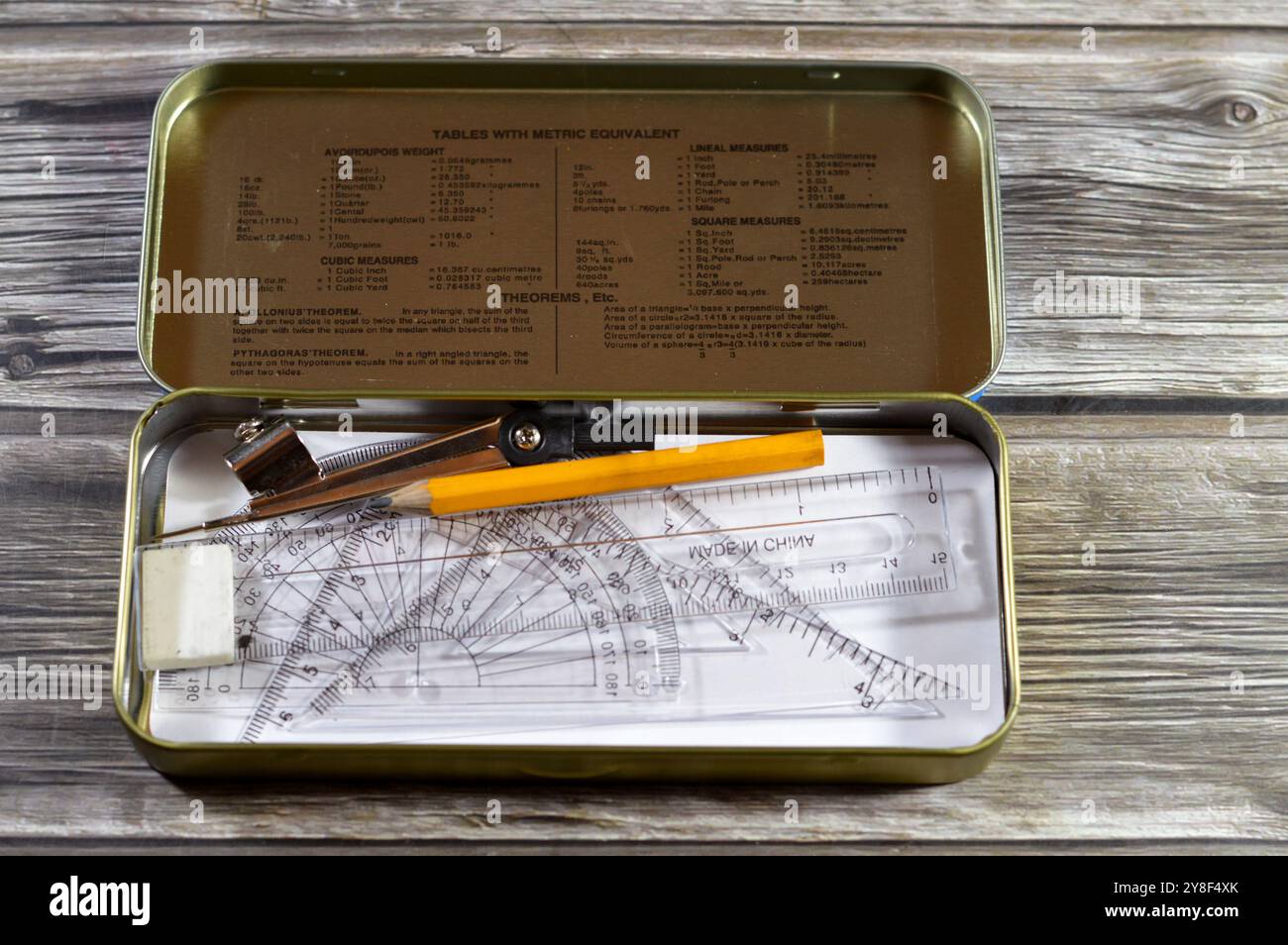 Mathematical instrument box, geometry set in metal case for students in ...