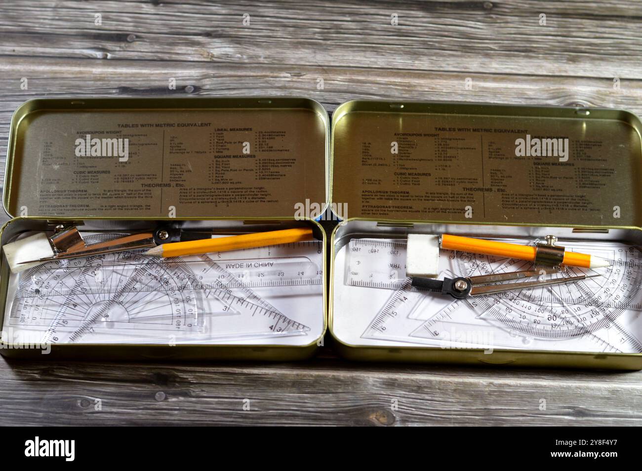 Mathematical instrument box, geometry set in metal case for students in ...