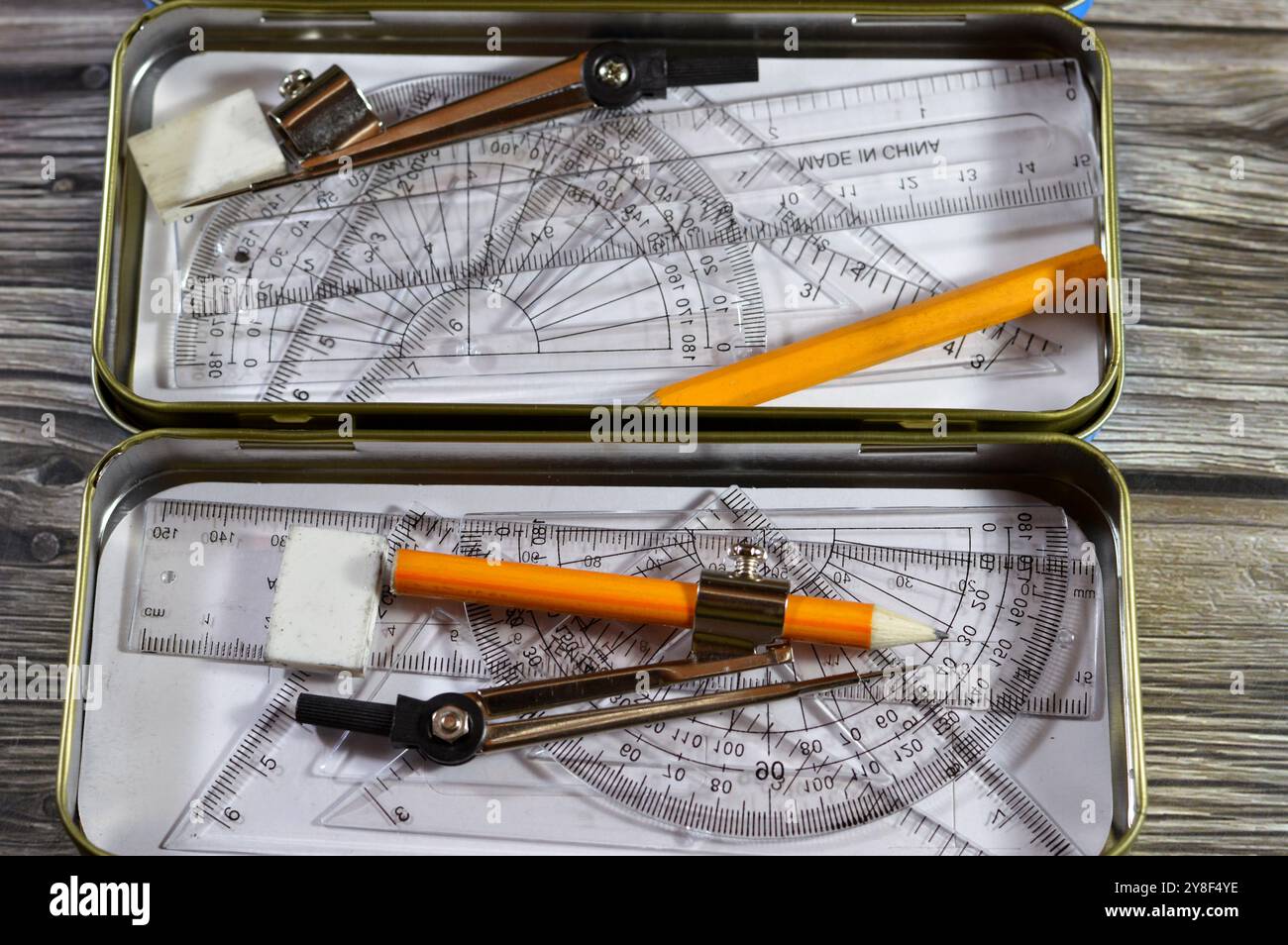 Mathematical instrument box, geometry set in metal case for students in ...