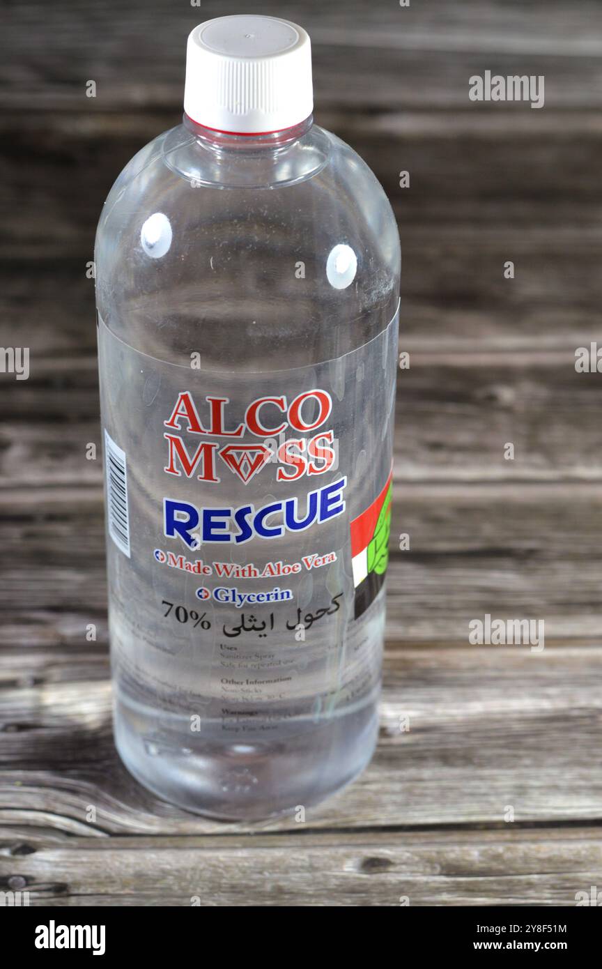 Cairo, Egypt, September 19 2024: Alco rescue Ethyl grain Alcohol ...