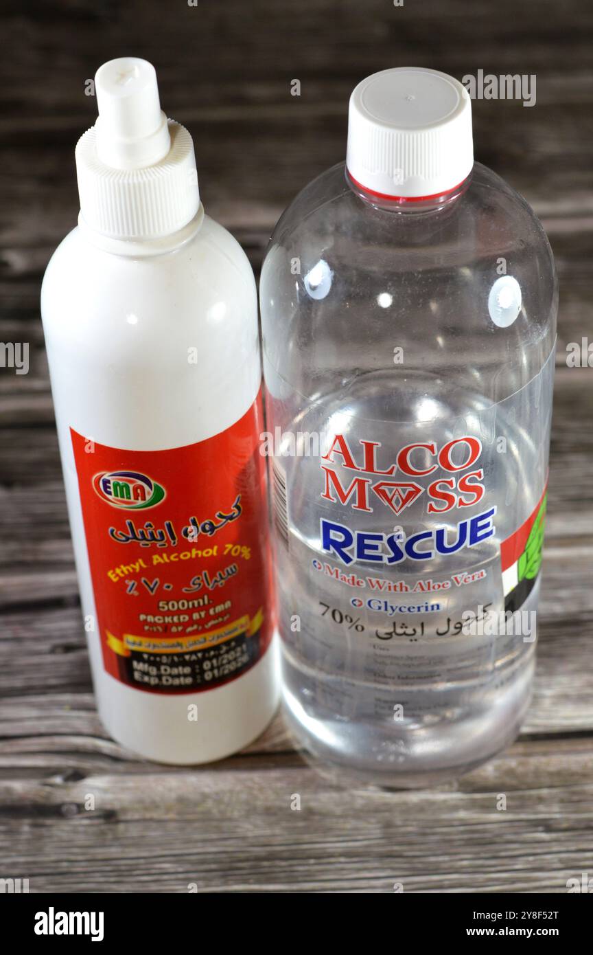 Cairo, Egypt, September 19 2024: Alco Rescue and EMA Ethyl grain ...