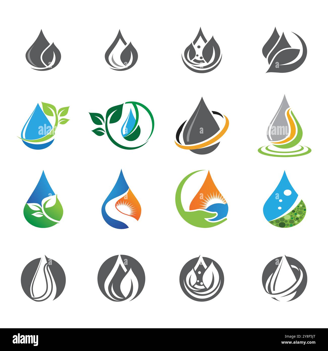 Water drop / droplet with leaf for natural fresh healthy eco logo ...