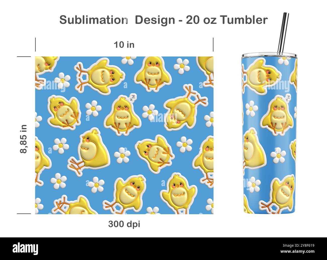 Cute Chicken 3D Inflated Puffy pattern. Seamless sublimation template ...