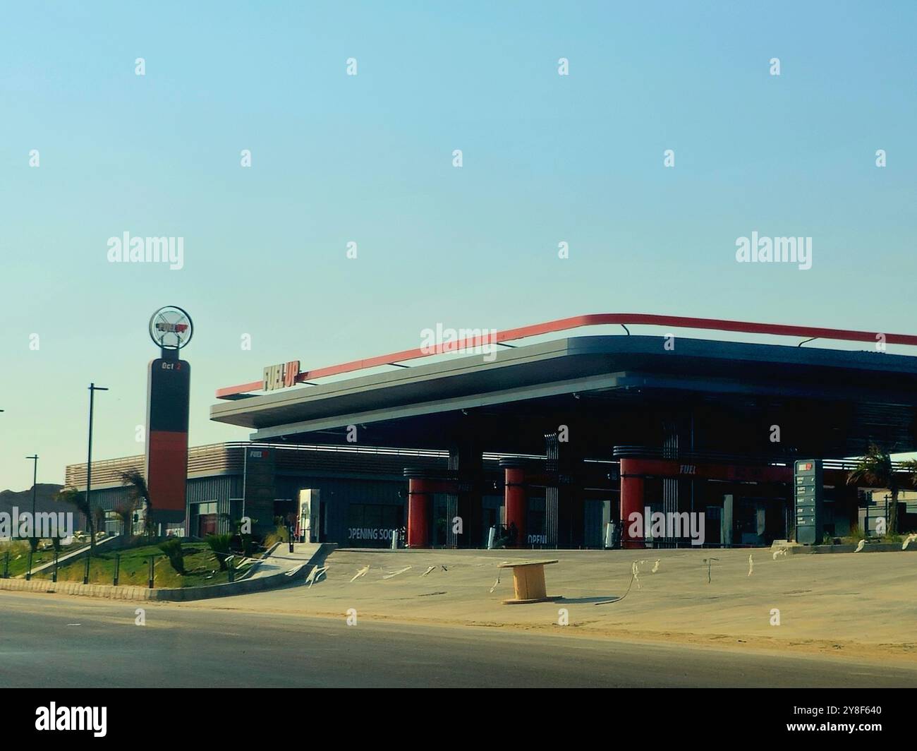 Giza, Egypt, September 27 2024: a fuel gas and oil station under ...