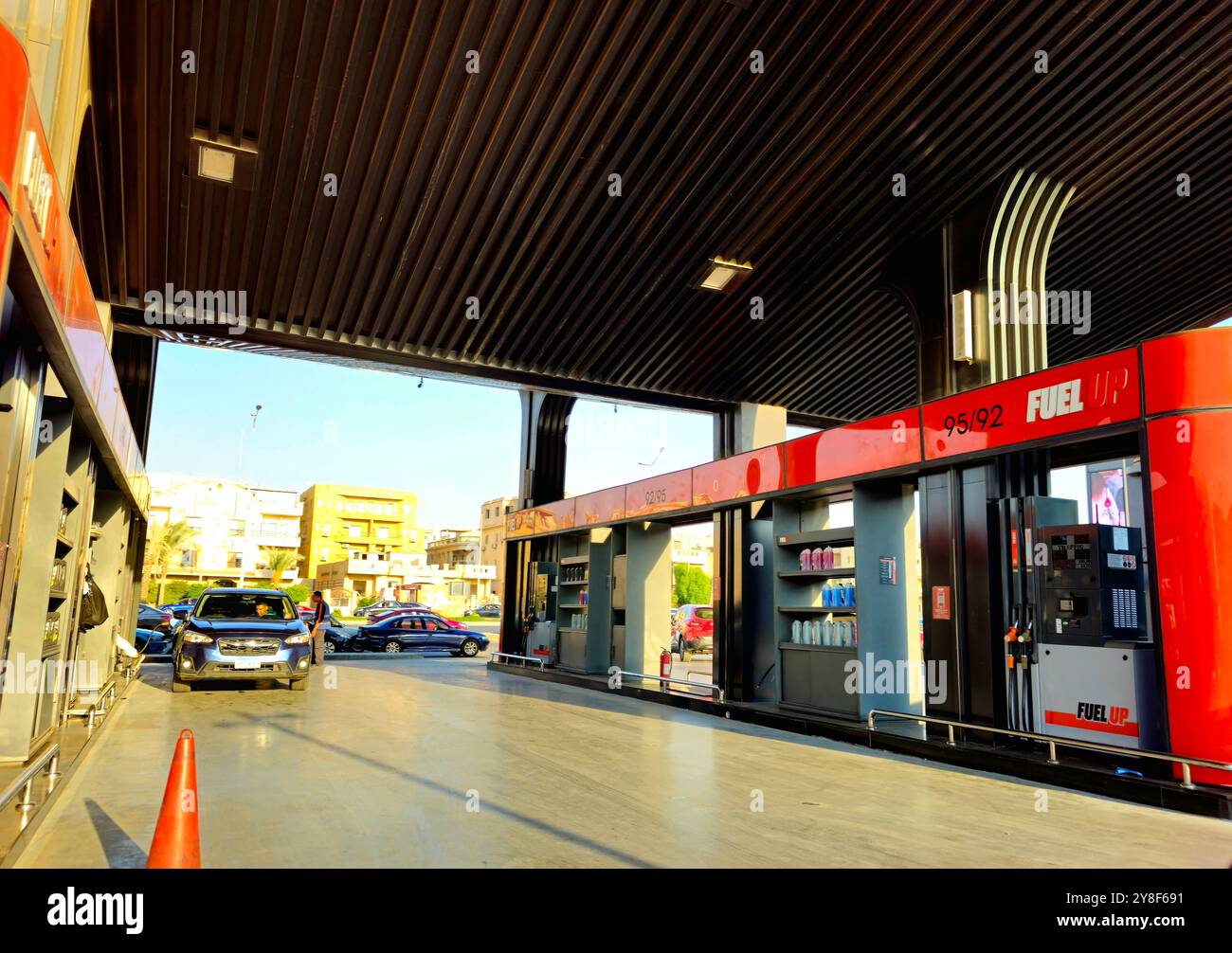Cairo, Egypt, September 30 2024: Fuel up gas and oil station, a petrol ...
