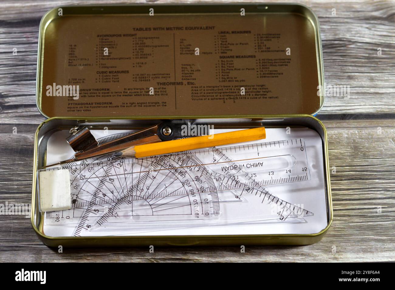 Mathematical instrument box, geometry set in metal case for students in ...
