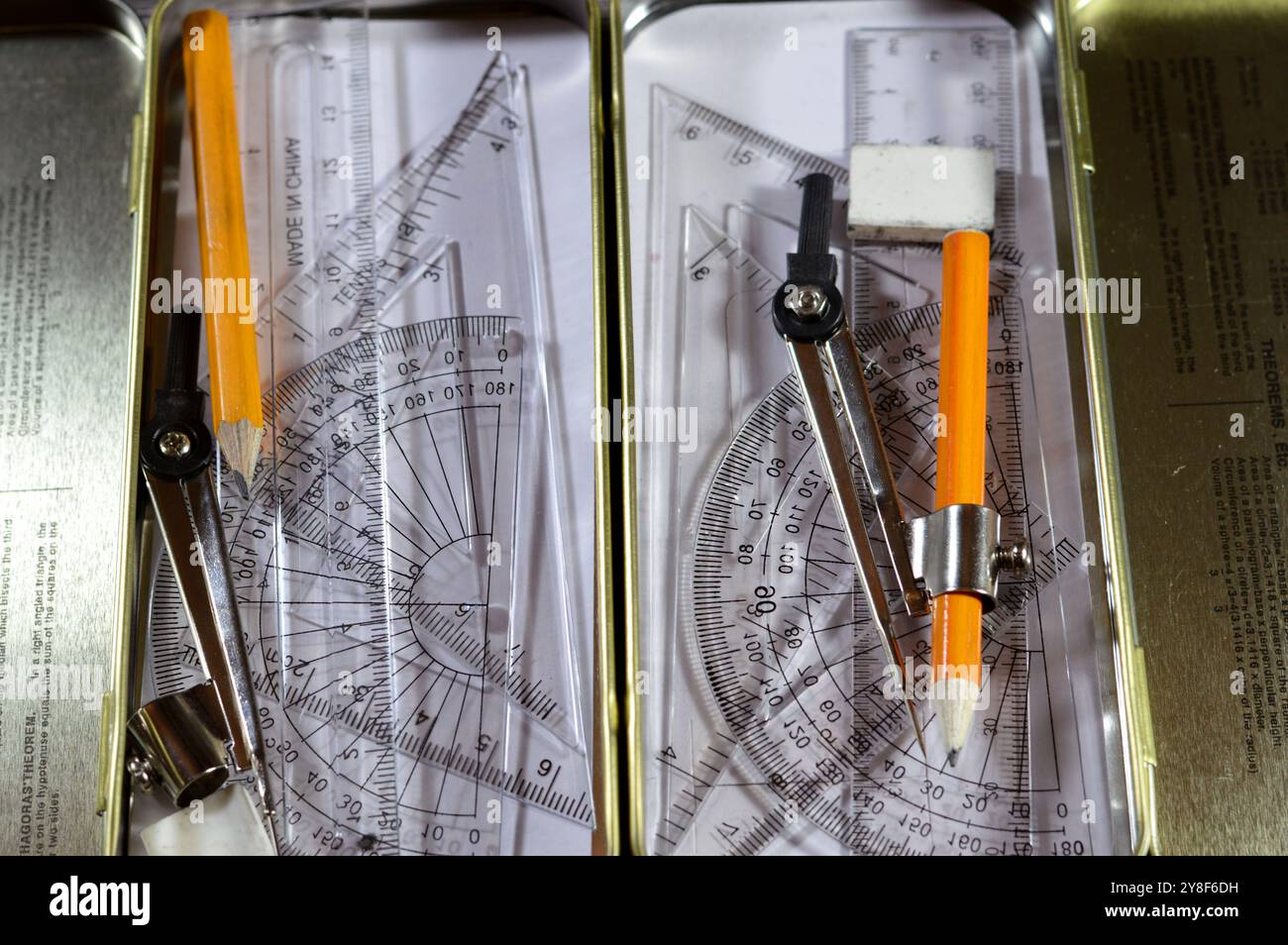 Mathematical instrument box, geometry set in metal case for students in ...