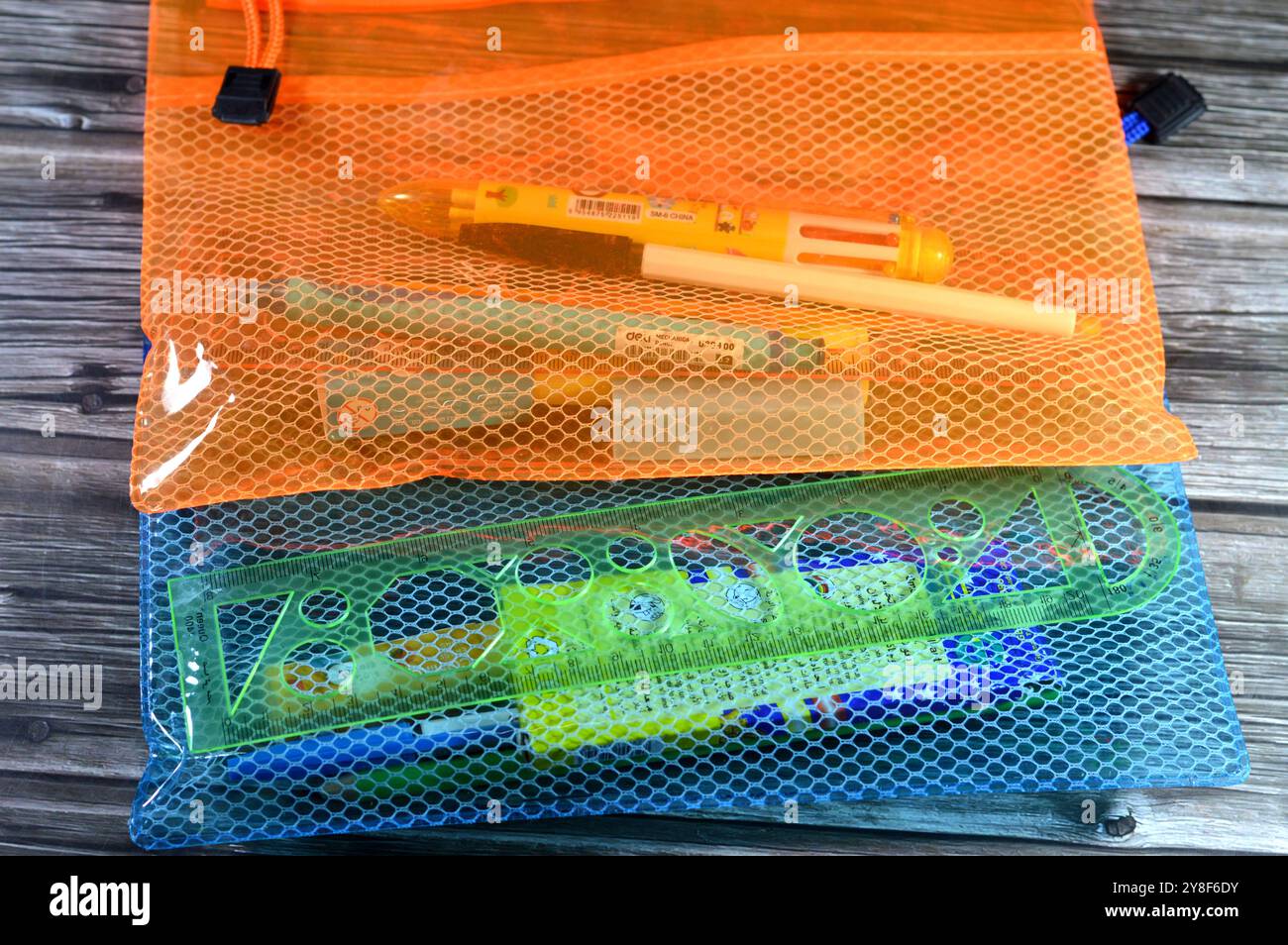 Cairo, Egypt, September 13 2024: pencil box case with ruler, pen ...