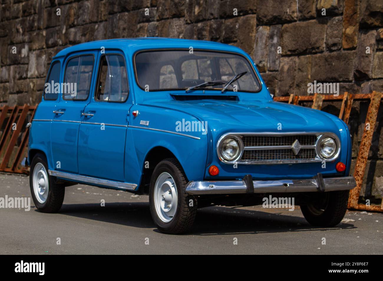 Vintage blue colored car in excellent condition. High quality photo ...