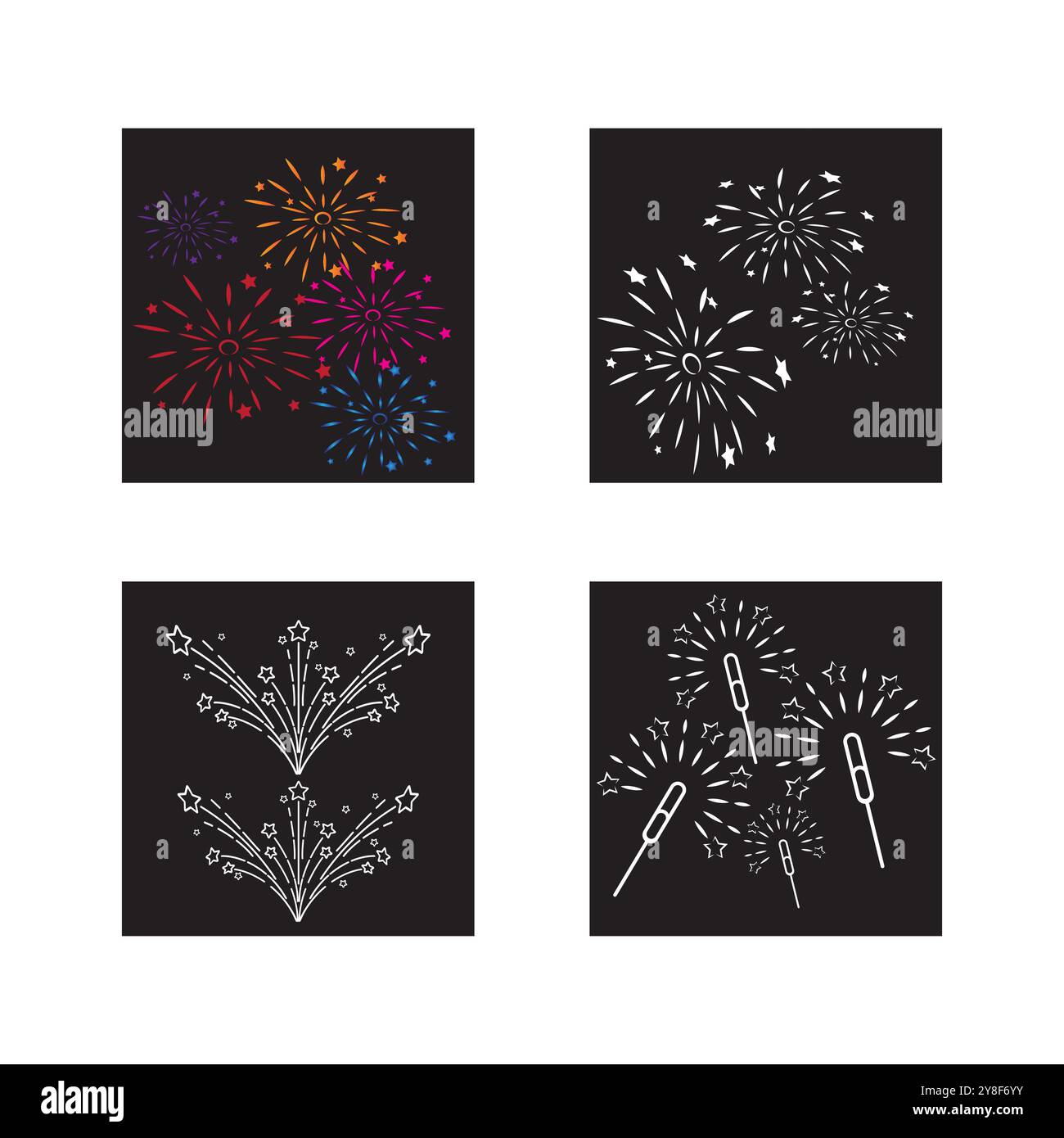 Set Fireworks Logo Template vector symbol nature Stock Vector Image ...