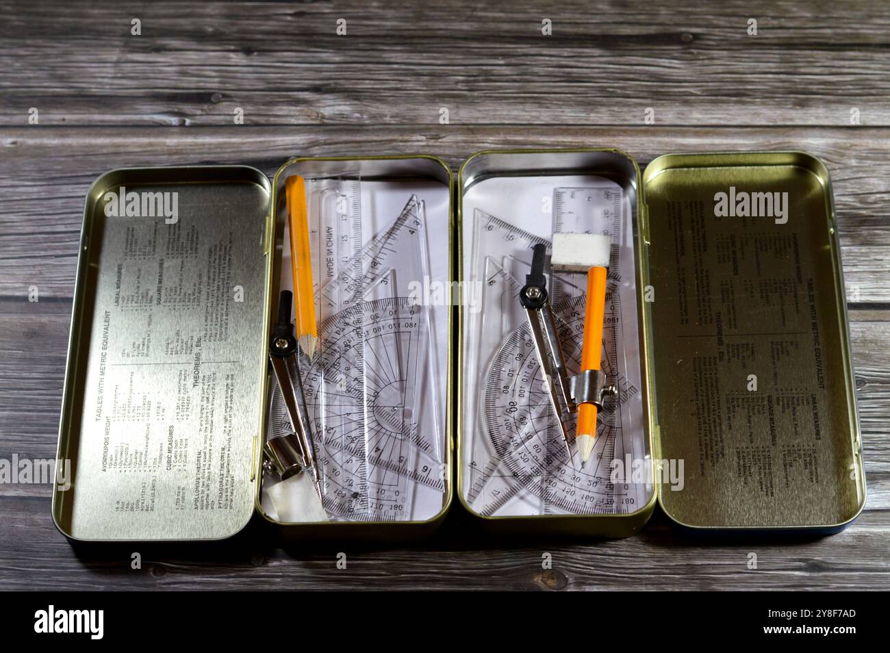 Mathematical instrument box, geometry set in metal case for students in ...