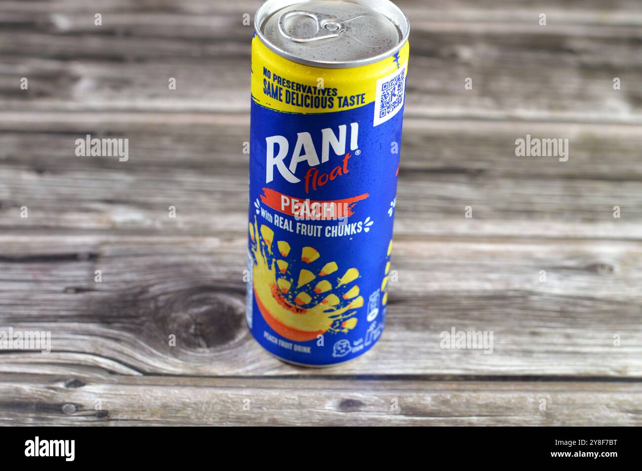 Cairo, Egypt, September 13 2024: Rani float peach fruit drink with real ...